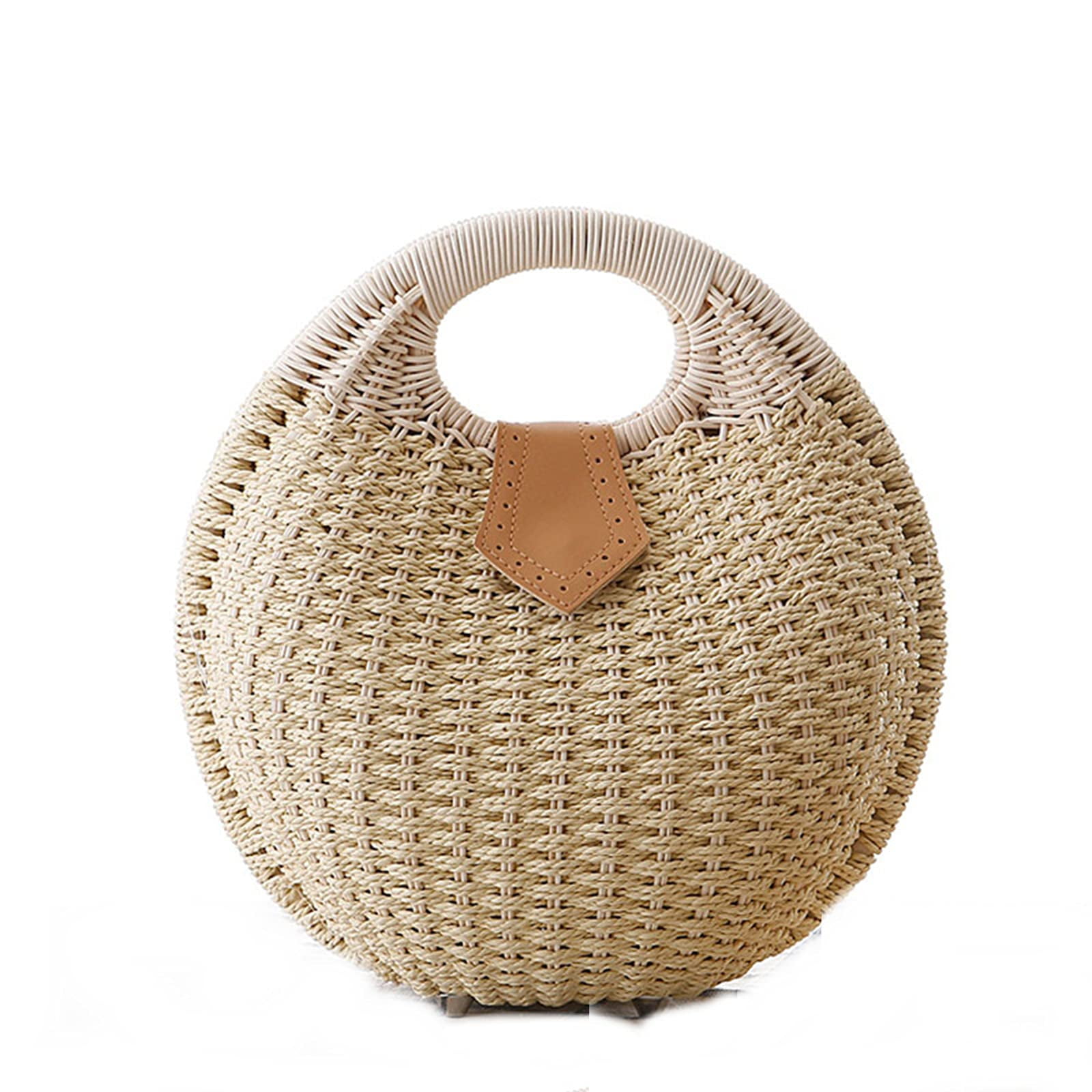 XZZ Straw Bags for Women,Hand-woven Straw Shell Bag Handle Ring Tote ...