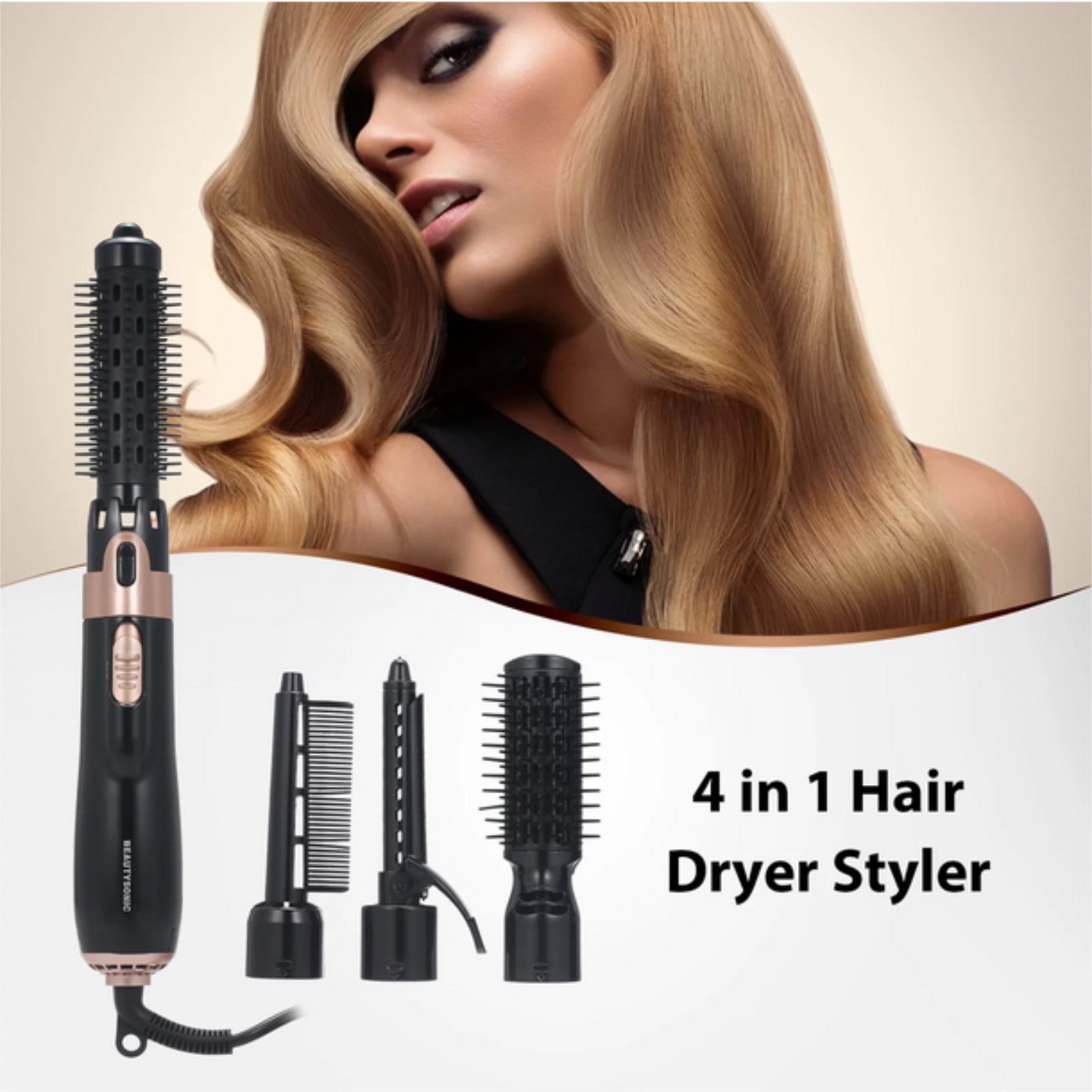 XZZjjl Health Large Barrel Curling Hot Air Comb 4in1 Negative Ion Wet ...