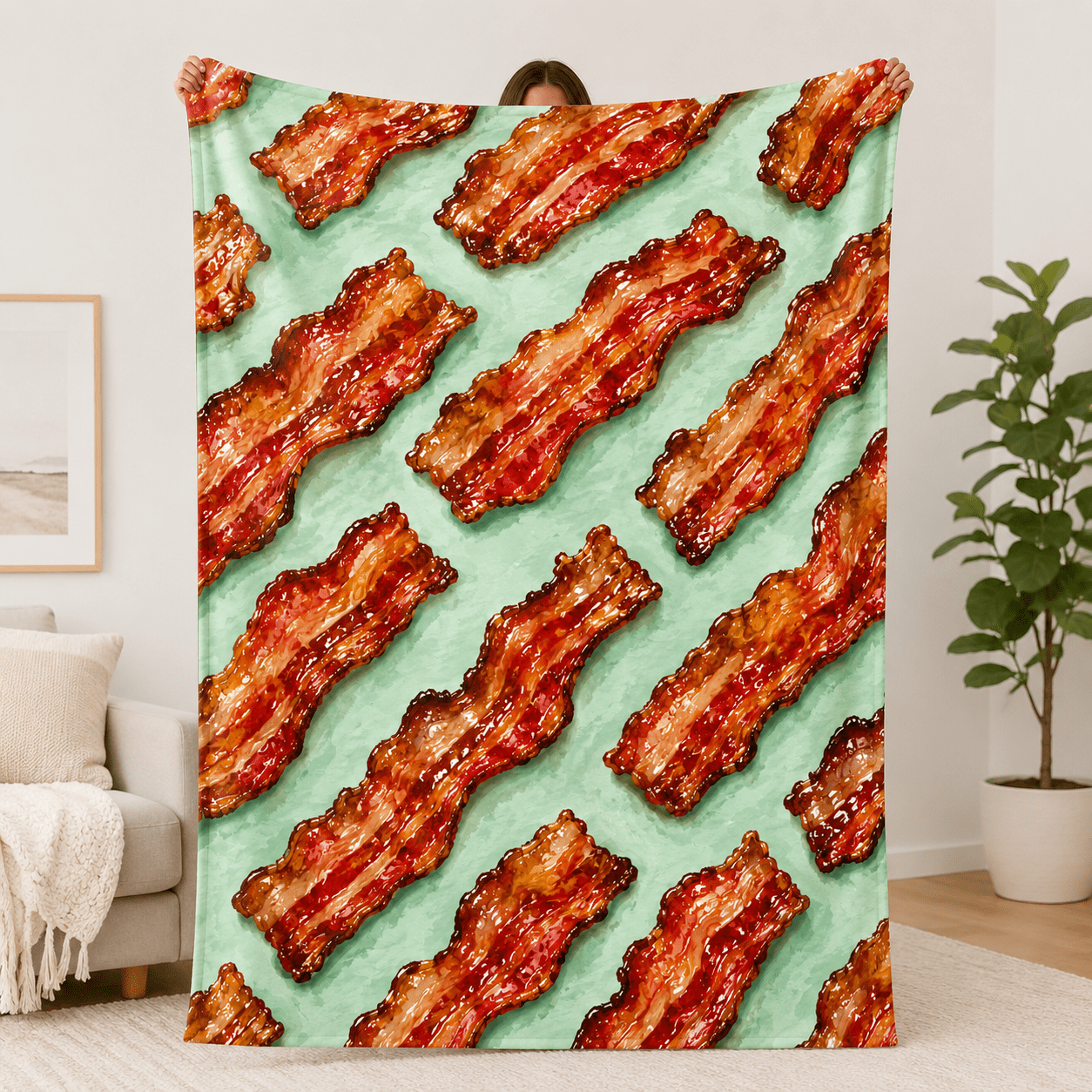 XaaKee Blanket, Bacon Breakfast Food Savory Pattern Throw Blanket ...
