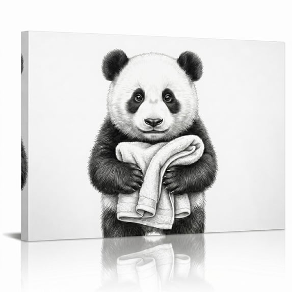 XaaKee Canvas Art Prints Panda Cub And Otter Bathroom Animal Black And ...