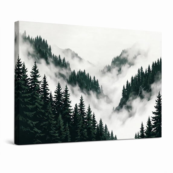 XaaKee Canvas Prints Wall Art Mountain Slopes Mystical Misty Forest ...