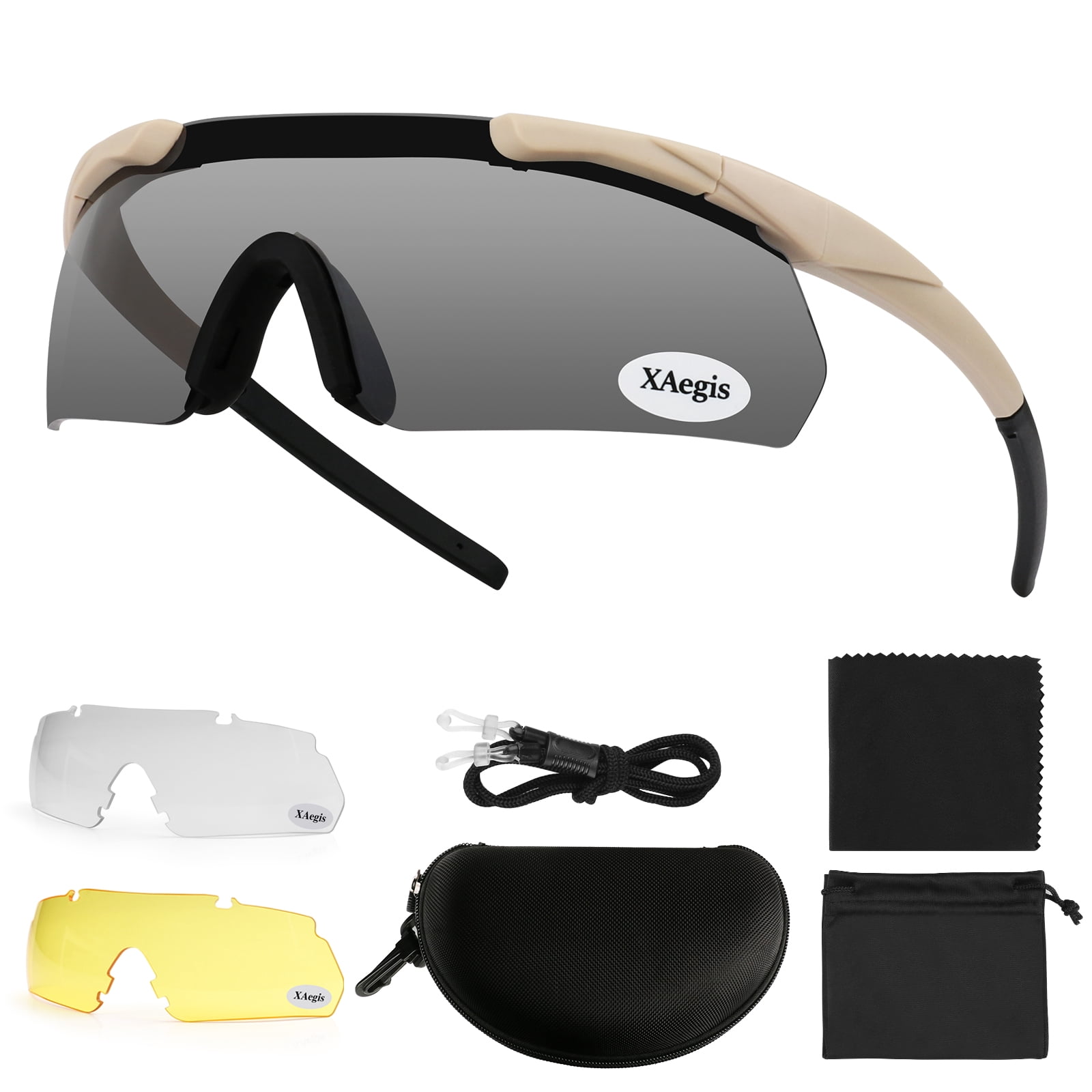 Xaegistac Tactical Shooting Glasses with 3 Interchangeable Lens High ...
