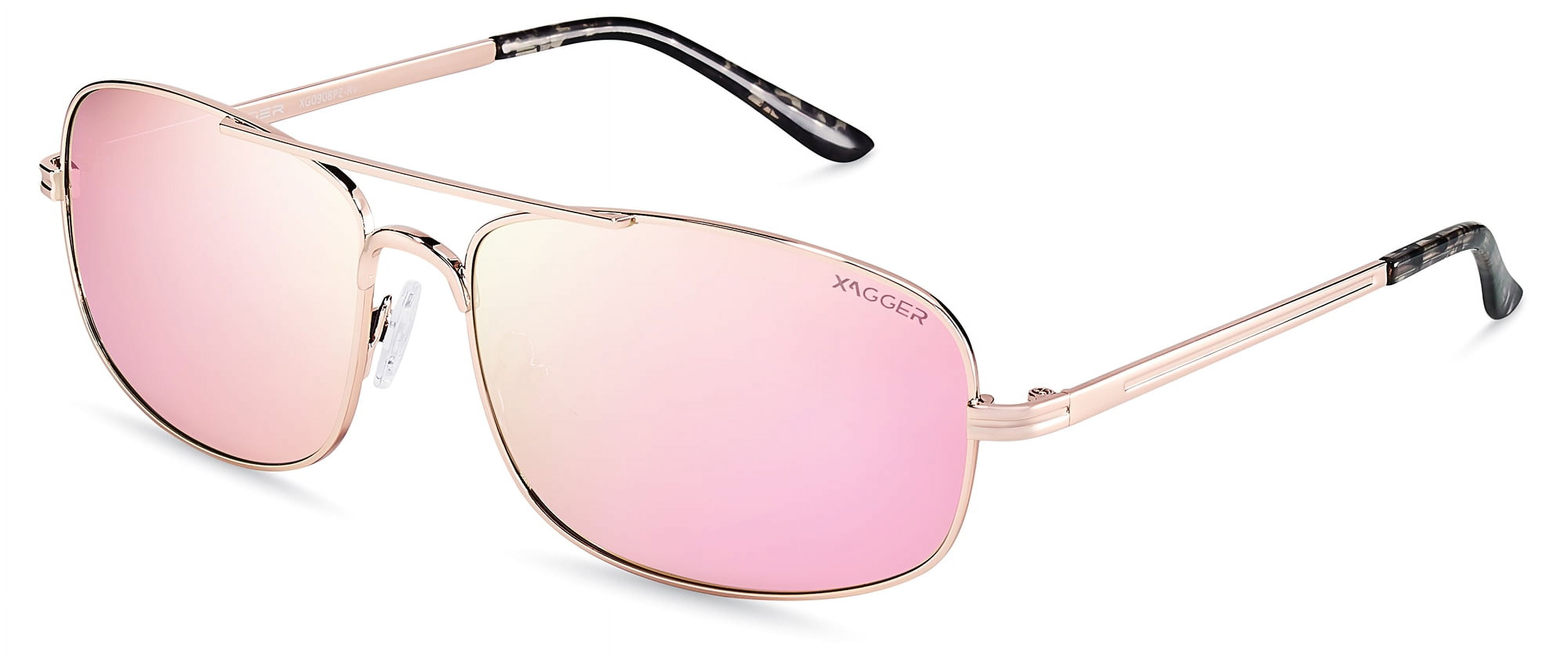 Xagger Oval Polarized Brow Bar Aviator Sunglasses For Men Pilot Metal