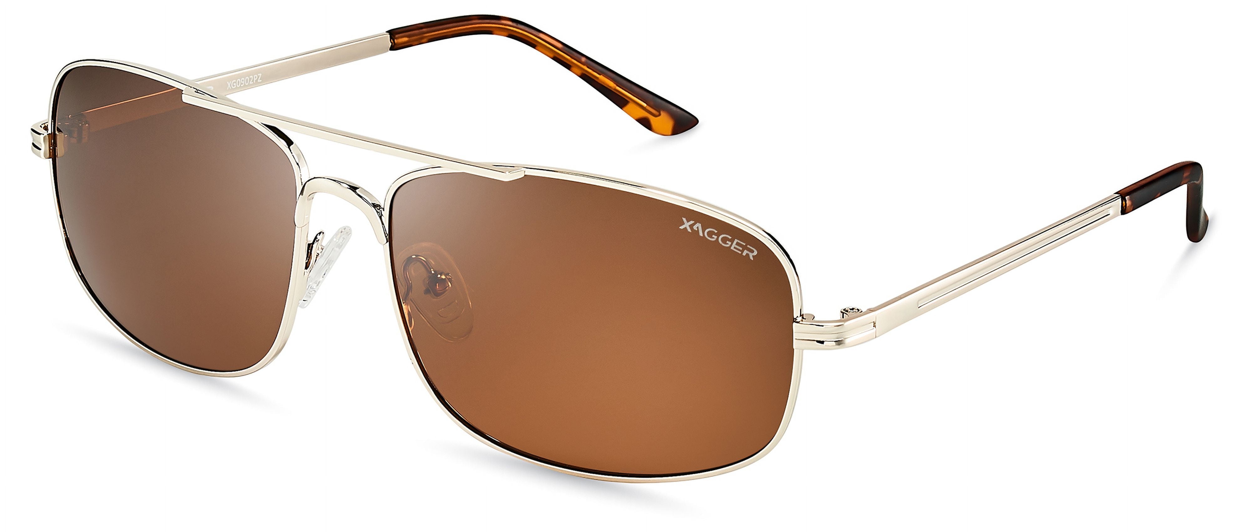Xagger Oval Polarized Brow Bar Aviator Sunglasses For Men Pilot Metal