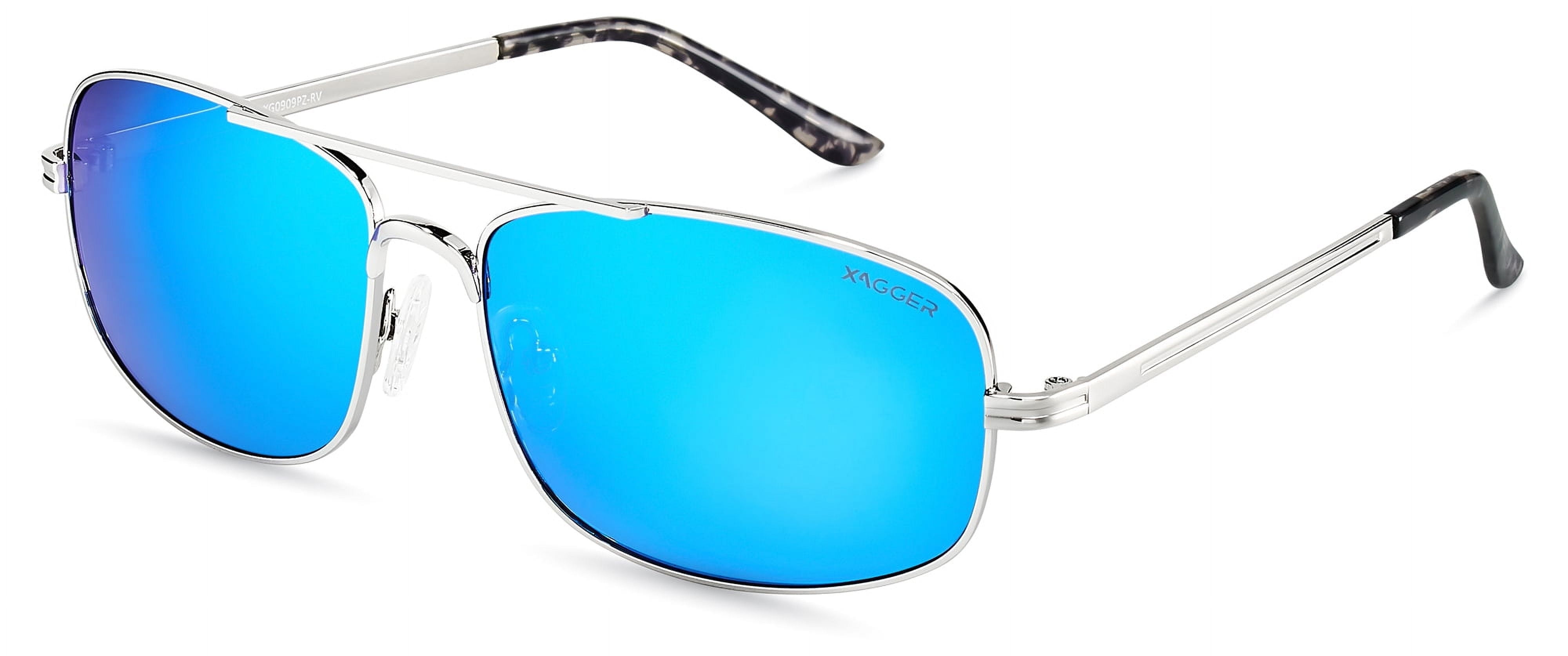 Xagger Polarized Oval Aviator Sunglasses for Men Pilot Metal Frame ...