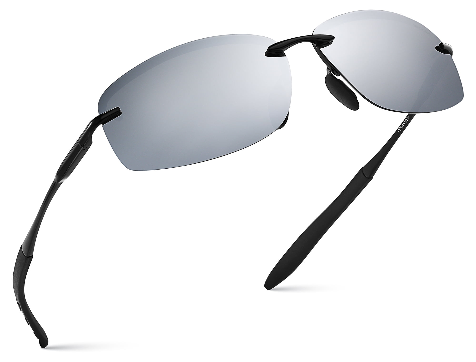 Xagger Polarized Driving Sunglasses for Men Rimless Metal Frame Anti ...