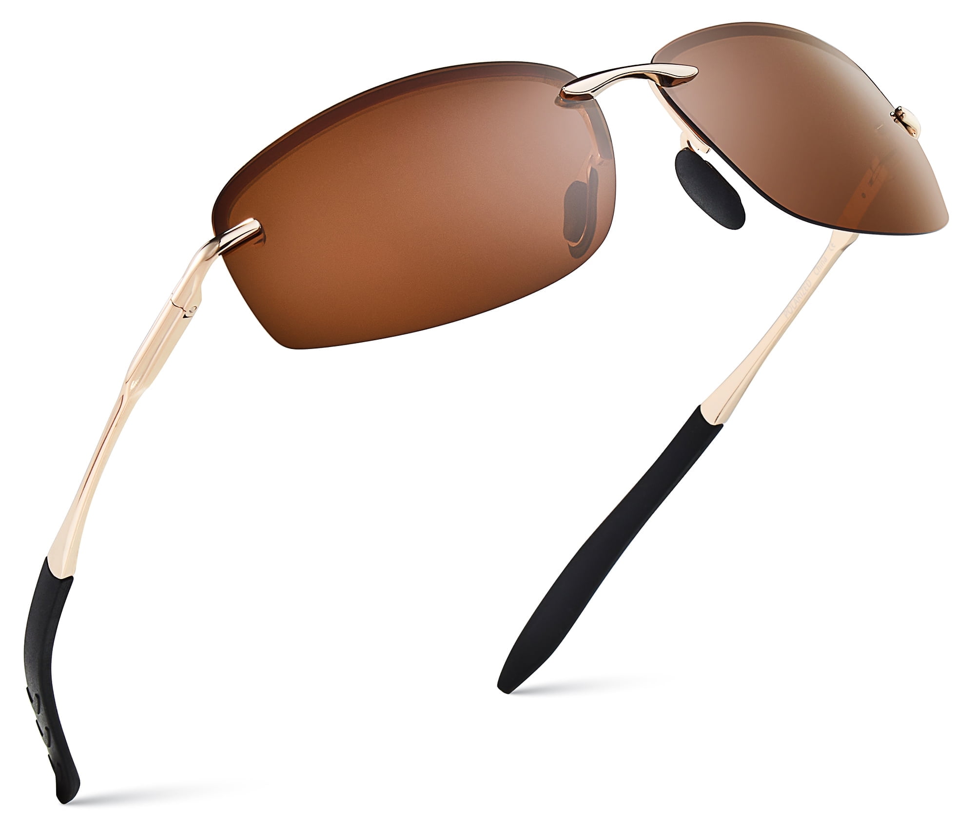Xagger Polarized Driving Sunglasses For Men Rimless Metal Frame Anti
