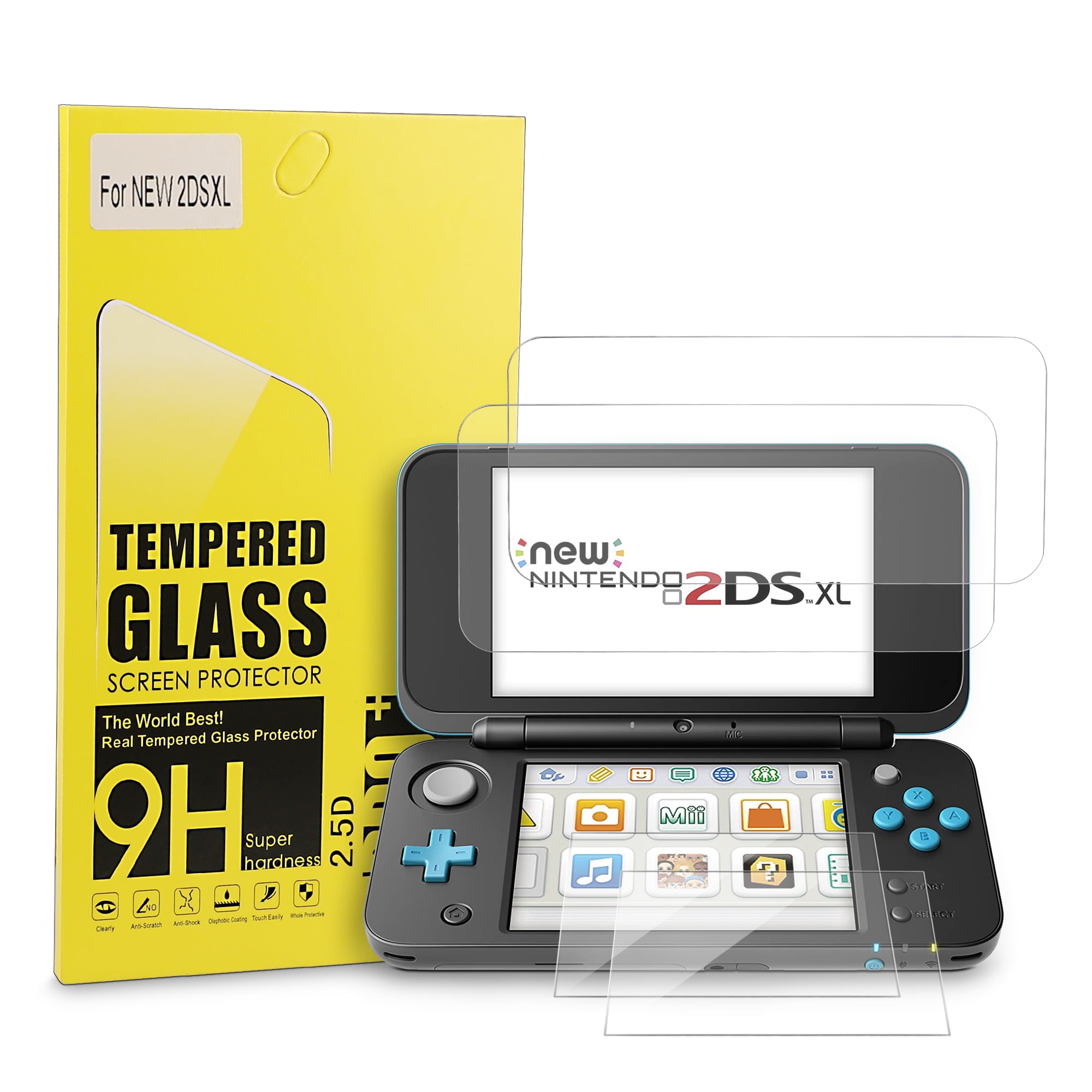 Xahpower New 2DS XL Screen Protector, Tempered Glass Top LCD for Top ...