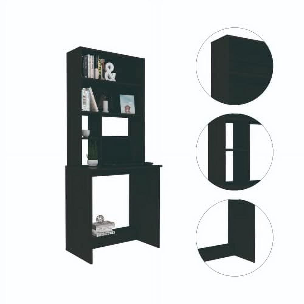 Xalo Computer Hutch Desk, Lower Shelf, 4 Shelves, Black - Walmart.com