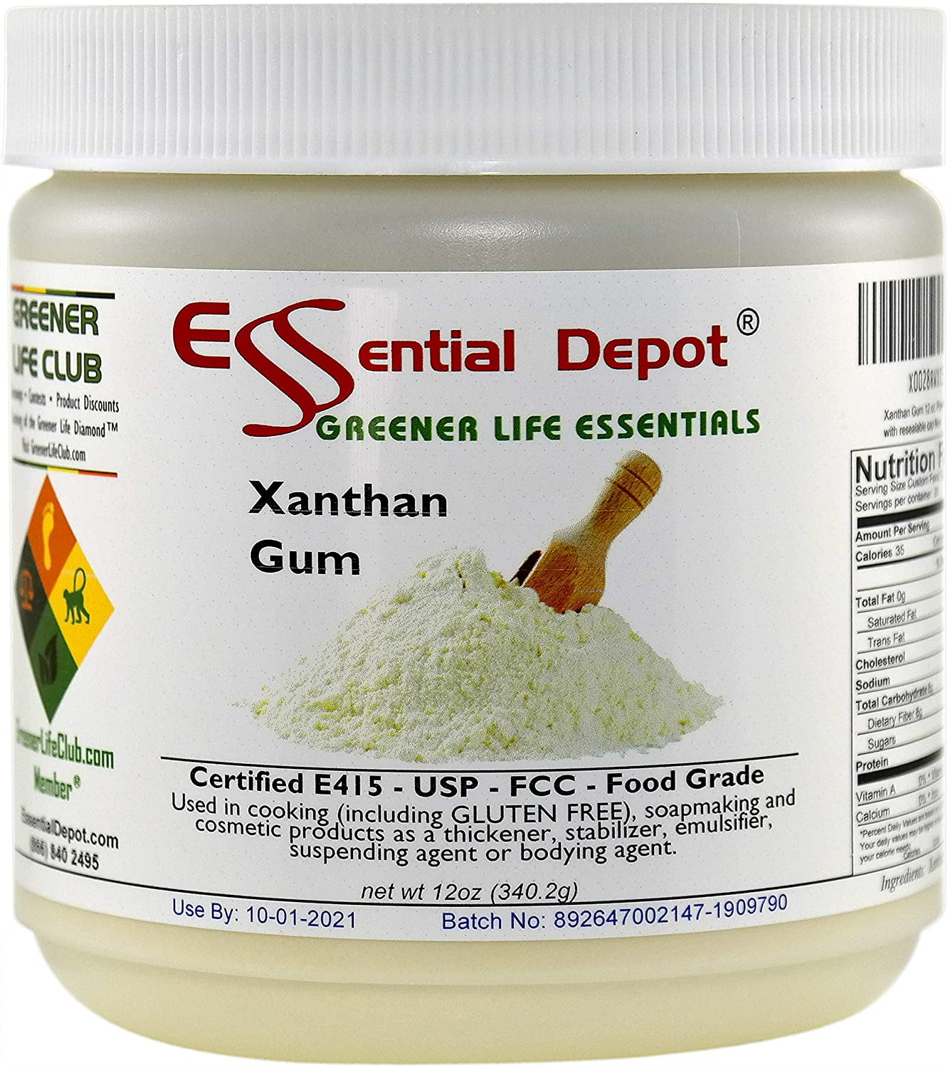Xanthan Gum 12 oz. Powder USP FCC Food Grade - Gluten Cooking - safety ...
