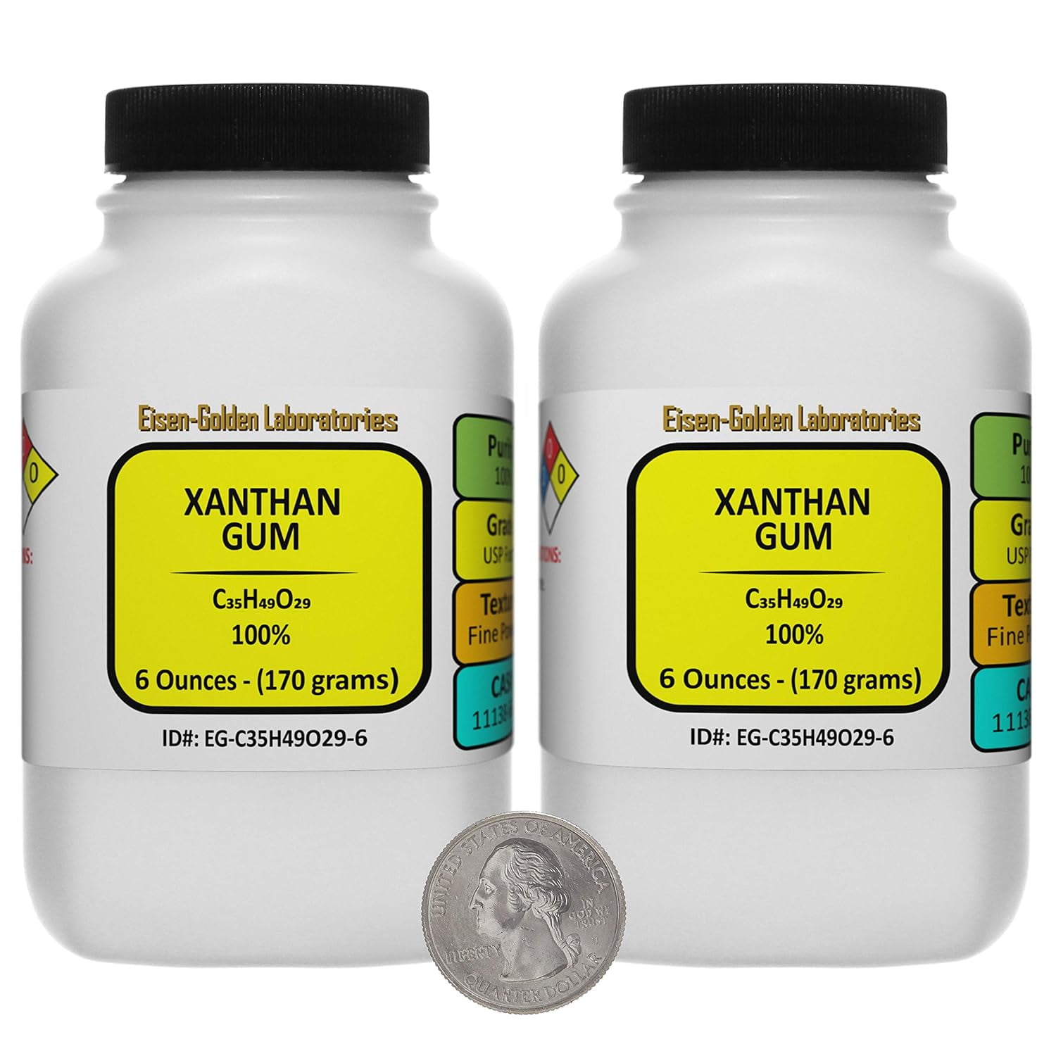 Xanthan Gum [C35H49O29] 100% USP Food Grade Powder 12 Oz in Two Bottles ...