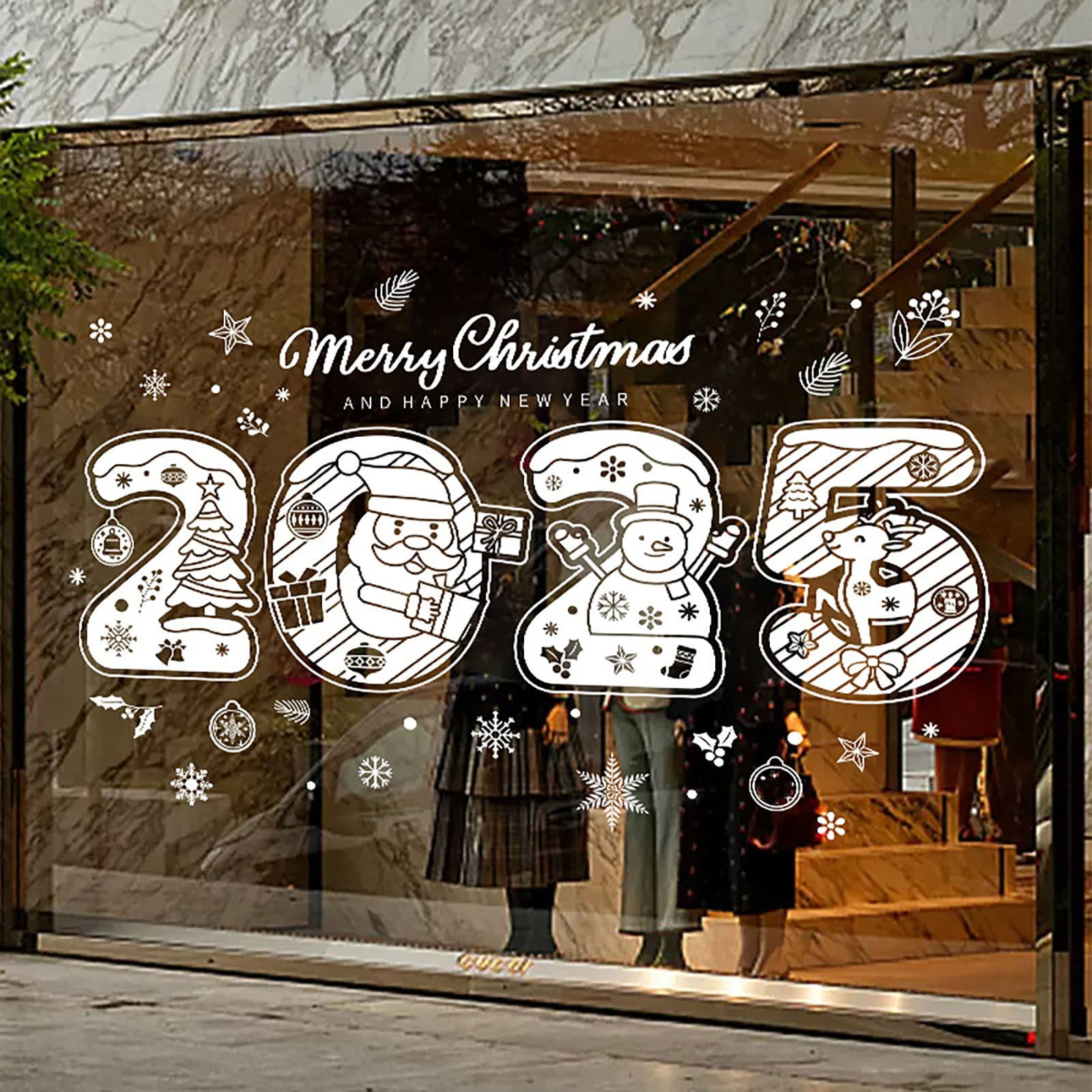 Xaoshaoyi Clearance! 2025 New Year White Sticker Santa Claus Deer ...