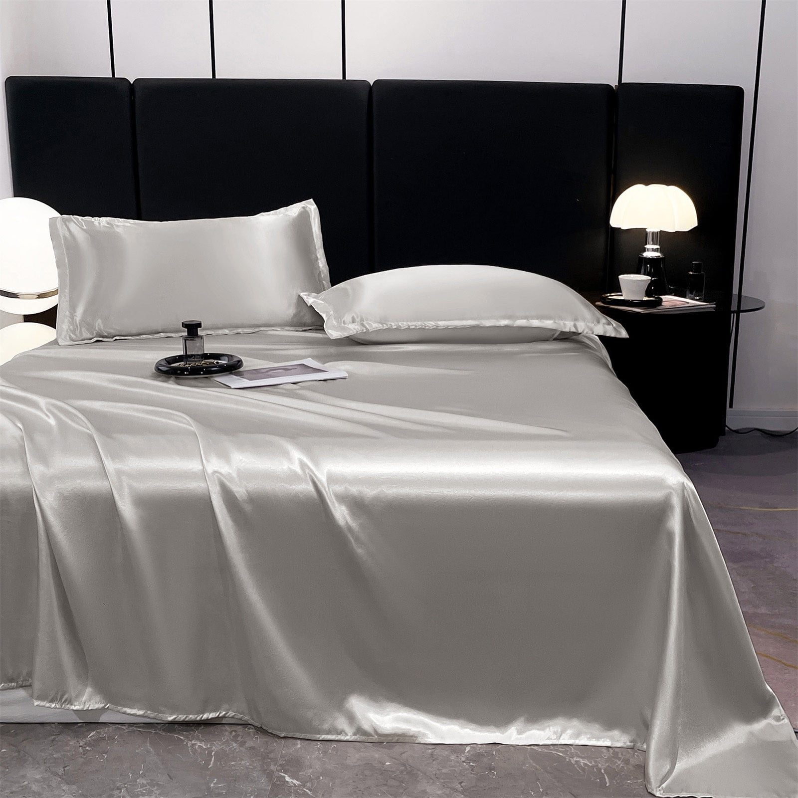Xaoshaoyi Ice Silk Bed Sheet Pillow Case 3 piece Set, Silky And ...