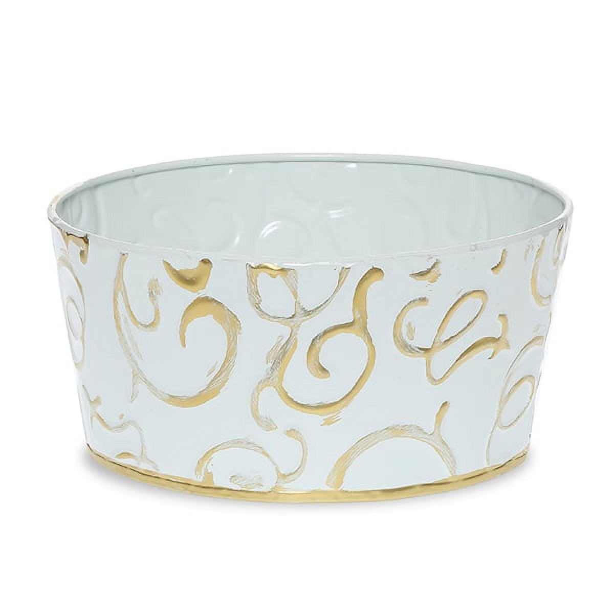 Xavier Round Gold Scroll Metal Container - Small 7in - Walmart.com