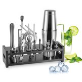 Professional Mixology Bartender Kit: 10-Piece Bar Set with Bamboo Stand ...