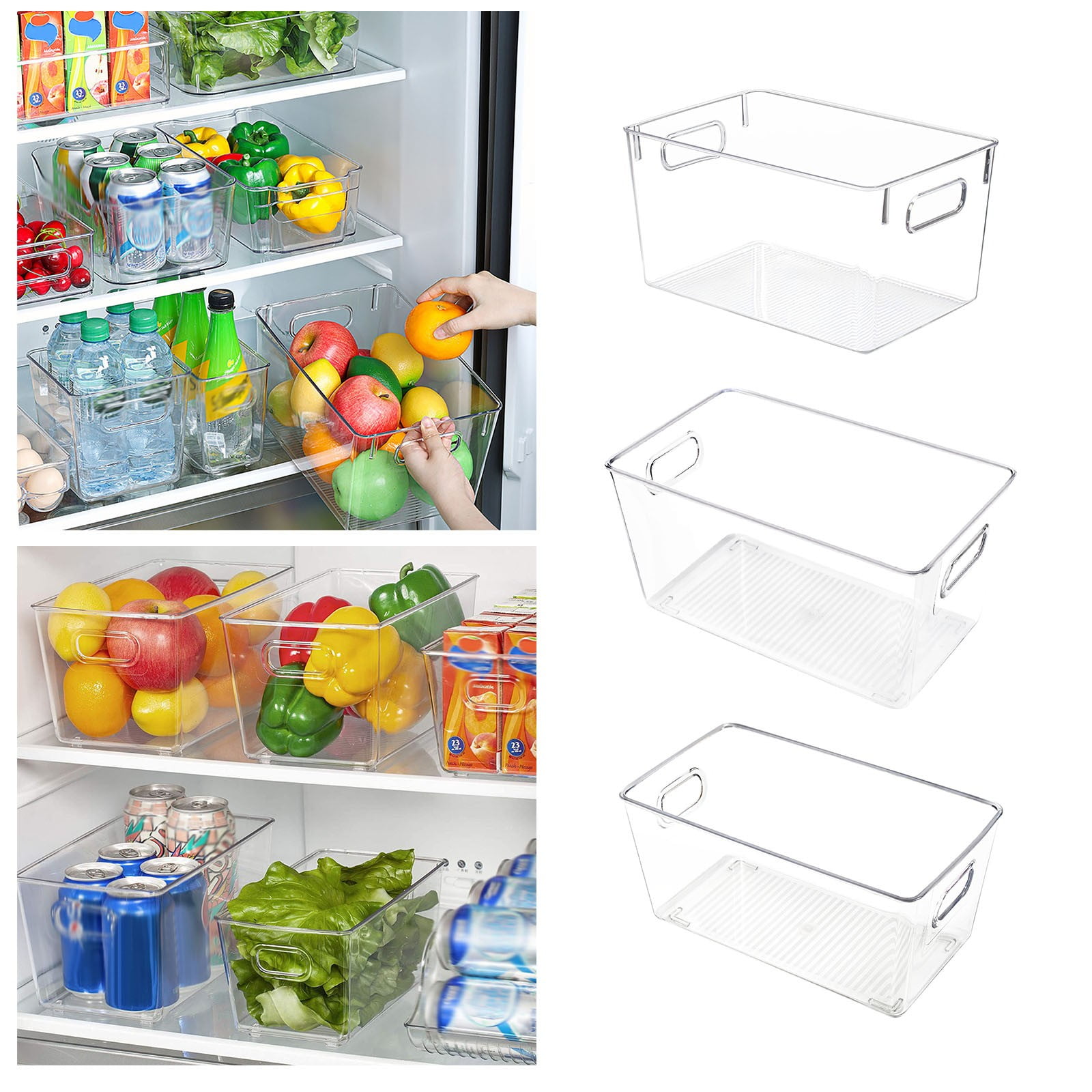 Xaweyi 3 Pack Clear Storage Bins with Handles, Pantry Organizer Bins ... Xaweyi 3 Pack Clear Storage Bins with Handles, Pantry Organizer Bins ...