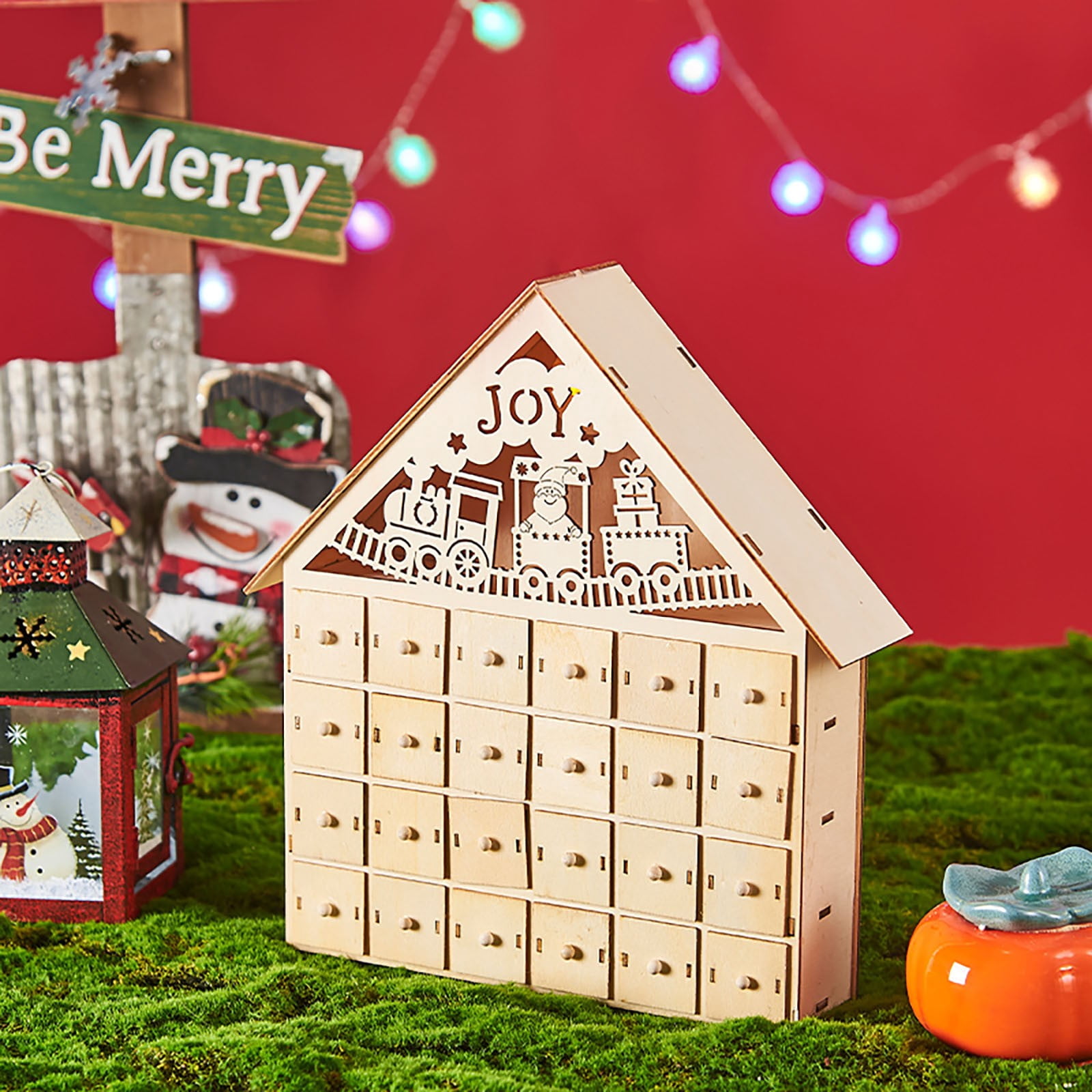 Xaweyi Calendar 2024 LED Wooden Advent Calendar With 24 Drawers, 24 ...