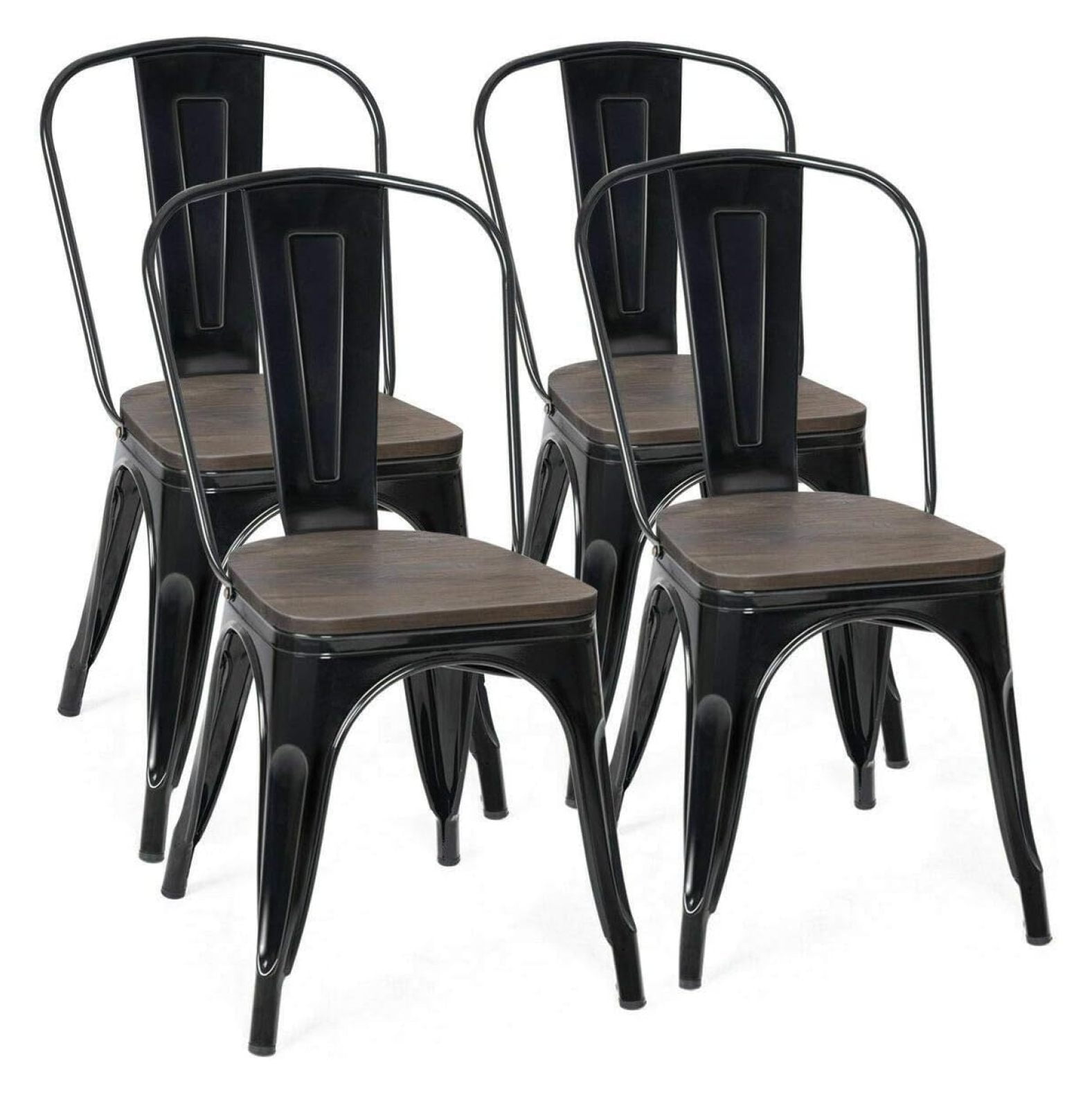 Xayoca 18 Inch Dining Chair Set of 4, Industrial Vintage Stackable ...