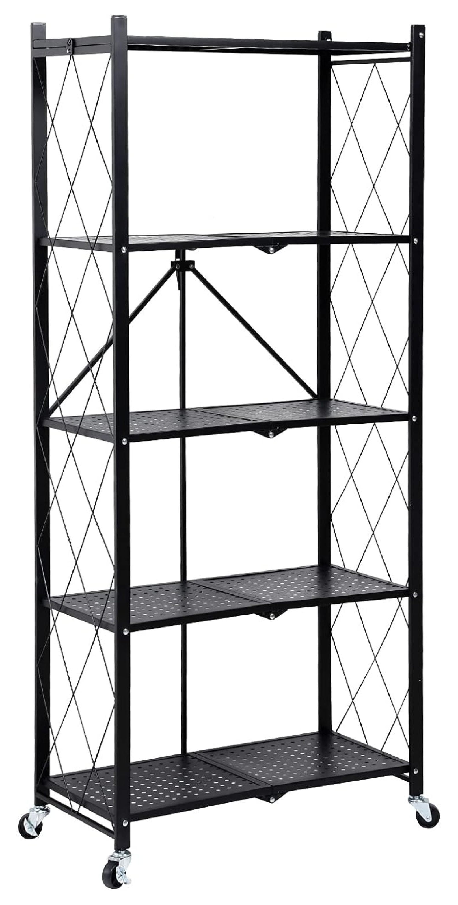 Xayoca 5-Tier Heavy Duty Foldable Metal Rack Storage Shelving Unit with ...
