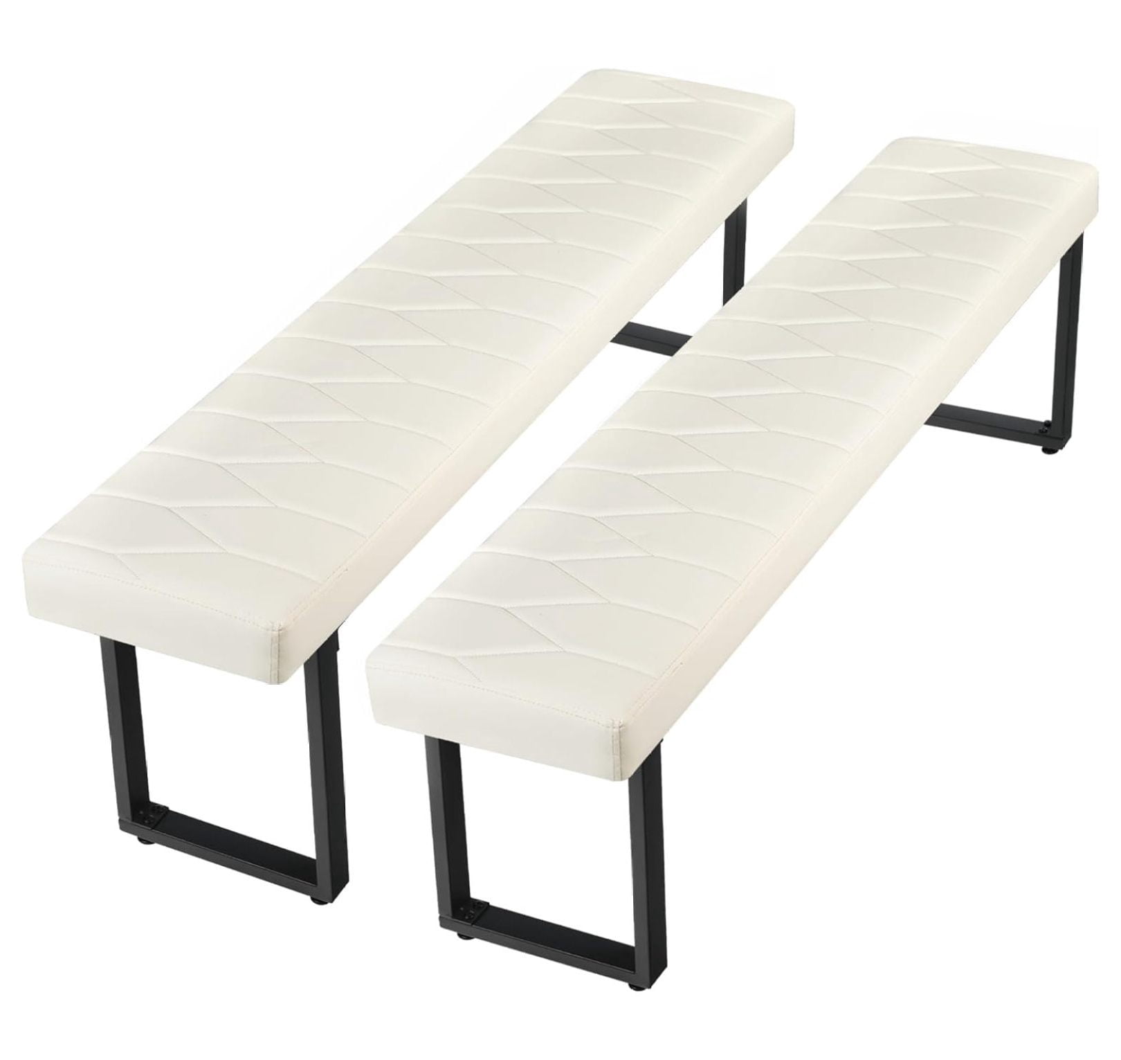 Xayoca 58” Padded Dining Table Bench Pair of 2 for 6-8 Person, Faux ...
