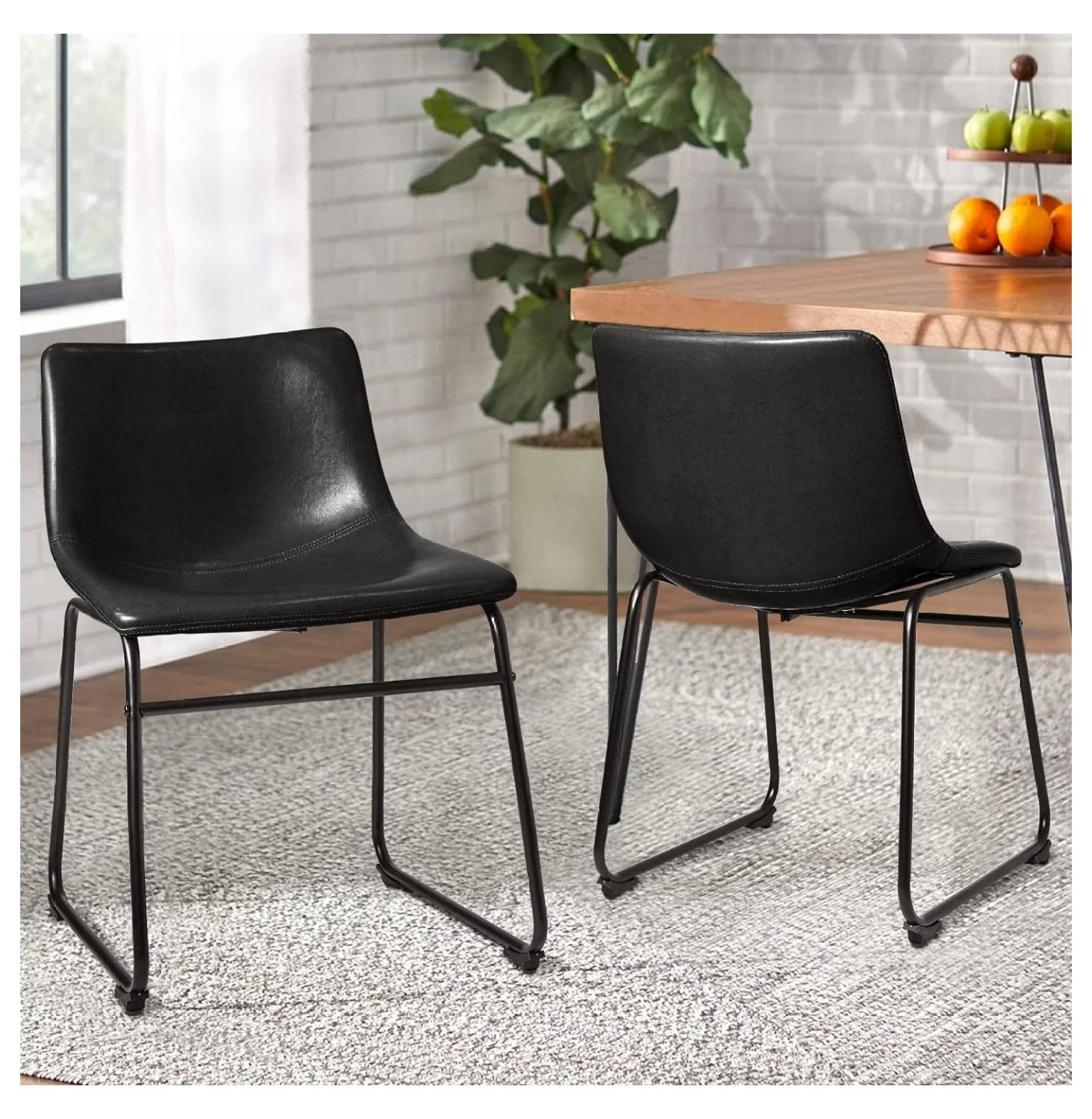 Xayoca Dining Chairs,Faux Leather Dining Chairs Set of 2,18 Inch ...