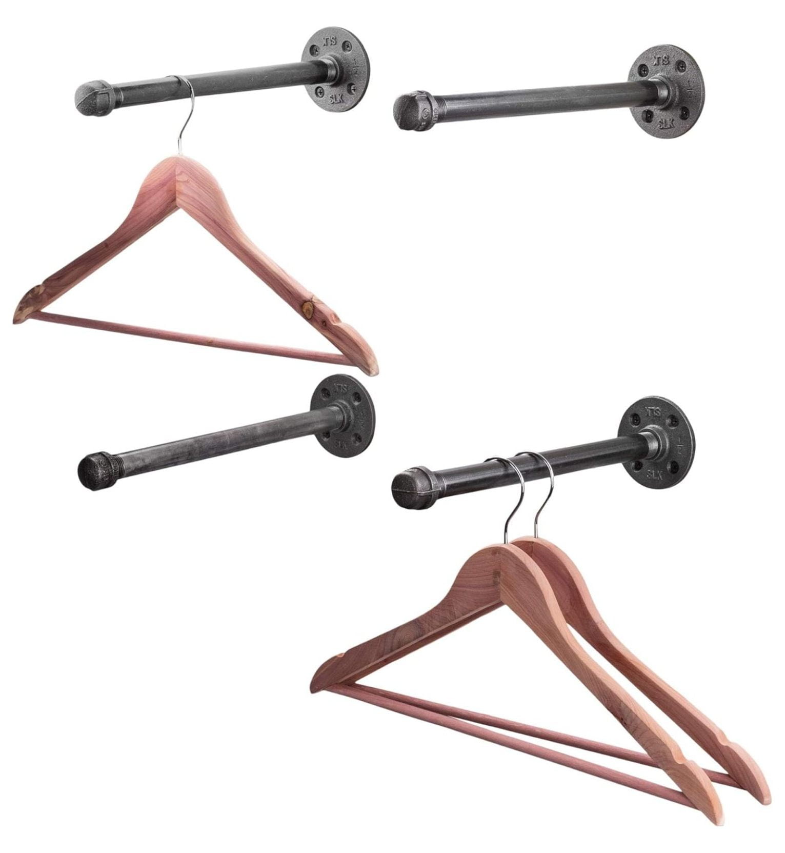 Xayoca Industrial Pipe Wall Mounted Clothing Rack, or Residential ...