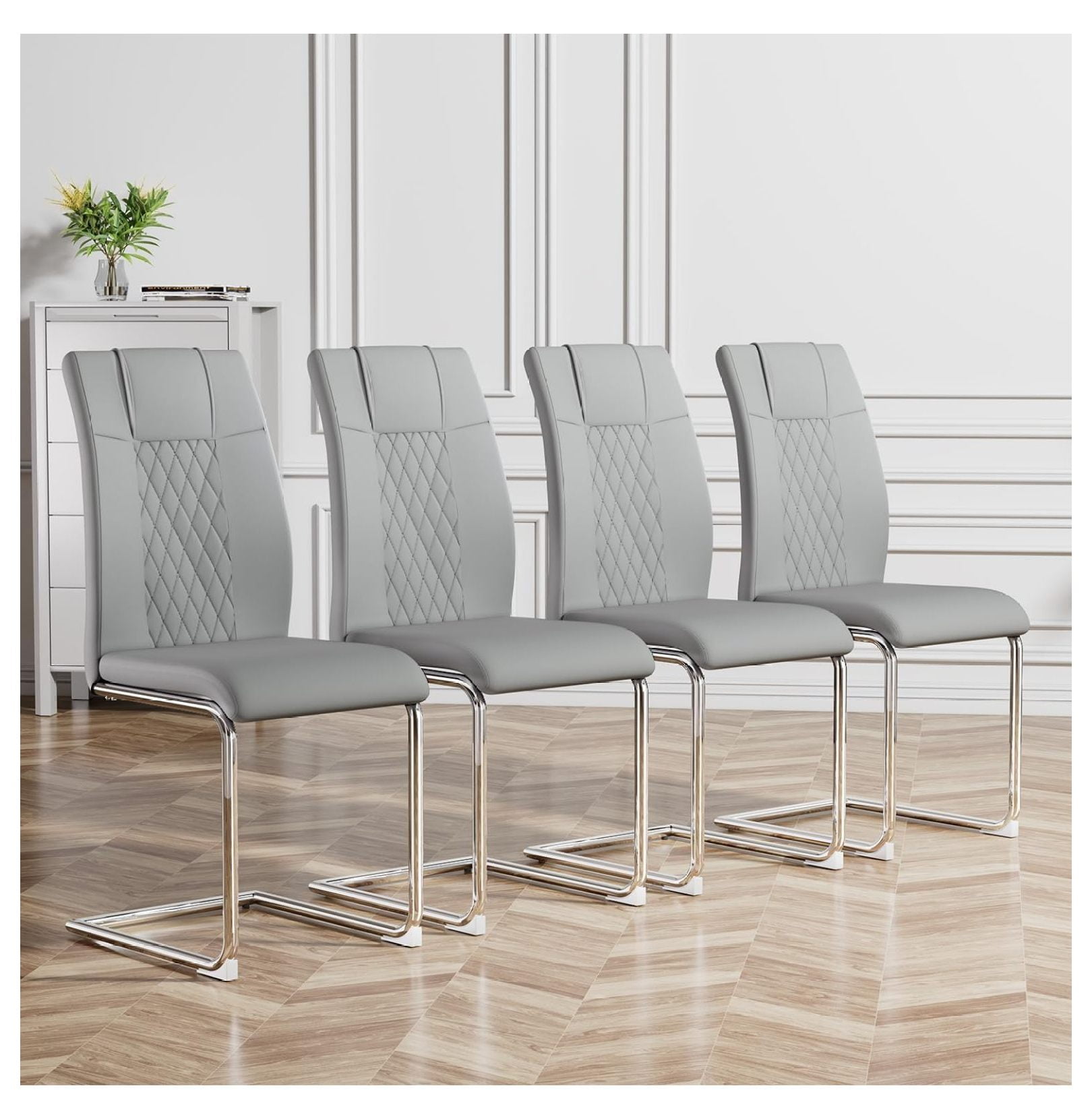 Xayoca Modern Dining Chairs Set of 4, Light Grey Dining Room Chairs ...