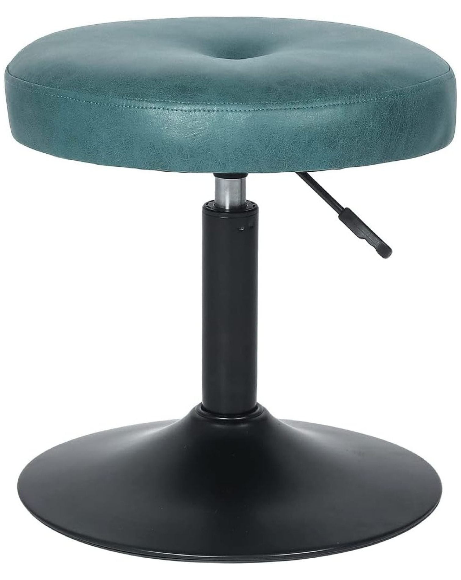 Xayoca Modern Round Blue Vanity Stool Chair for Makeup Room, Leathaire ...