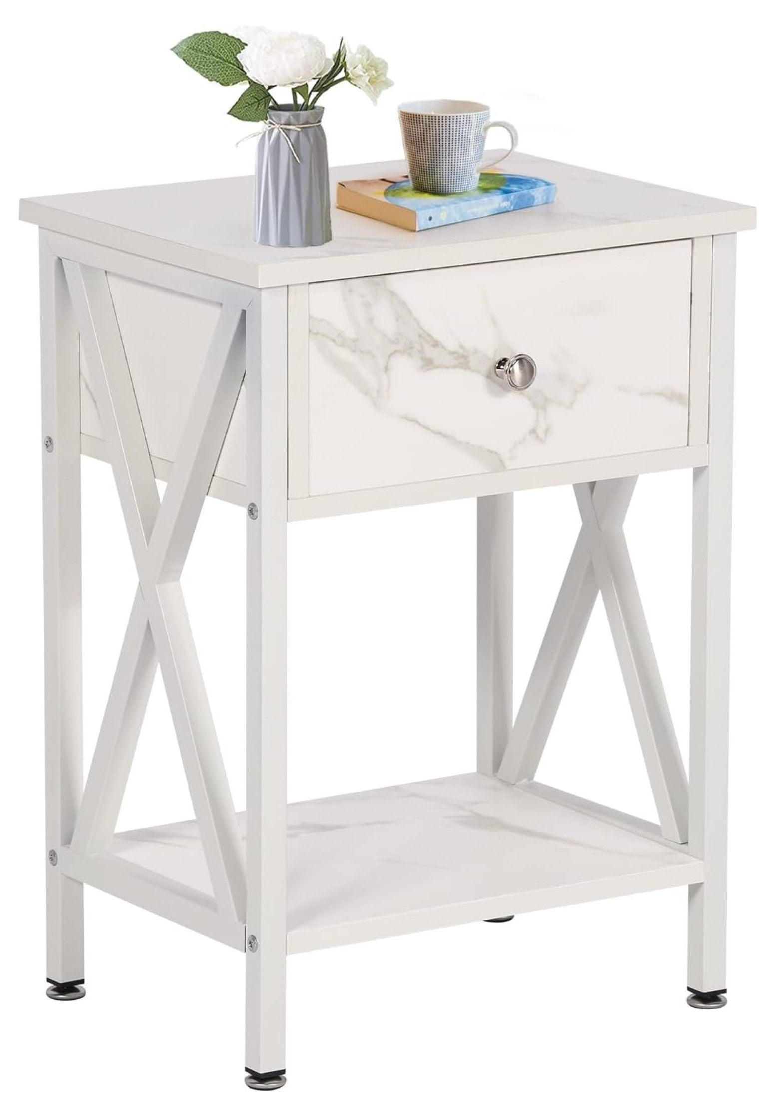 Xayoca Modern X-Design Night Stand Versatile, End, Storage Shelf Side ...