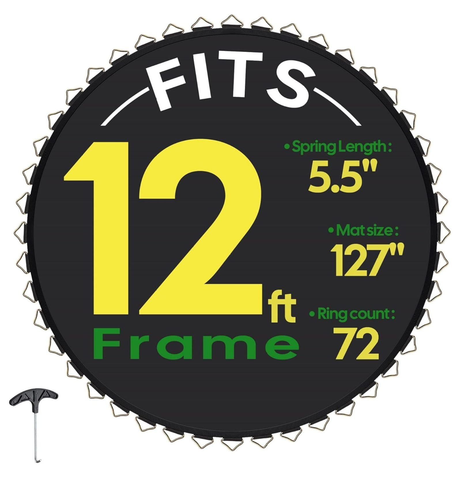 Xayoca Replacement Trampoline Mat with 72/96 V-Ring, Fit 12-15FT ...