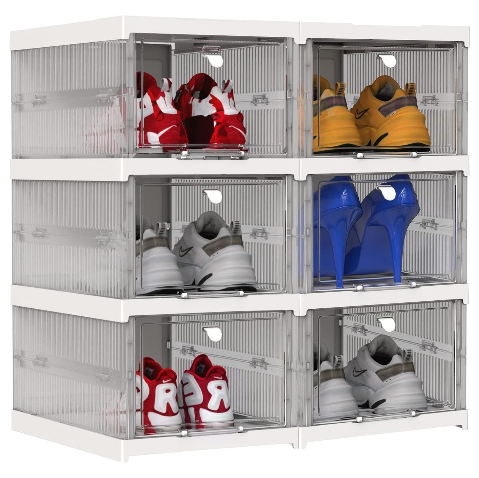 Xayoca Shoe Organizer - Plastic Stackable Shoe Storage Organizer for ...