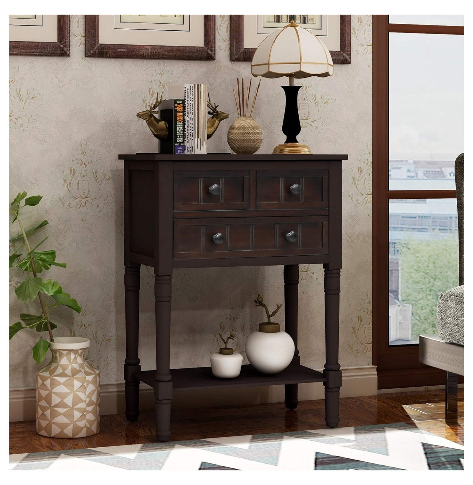 Xayoca Small Entryway Table with Storage Drawers and Bottom Shelf ...