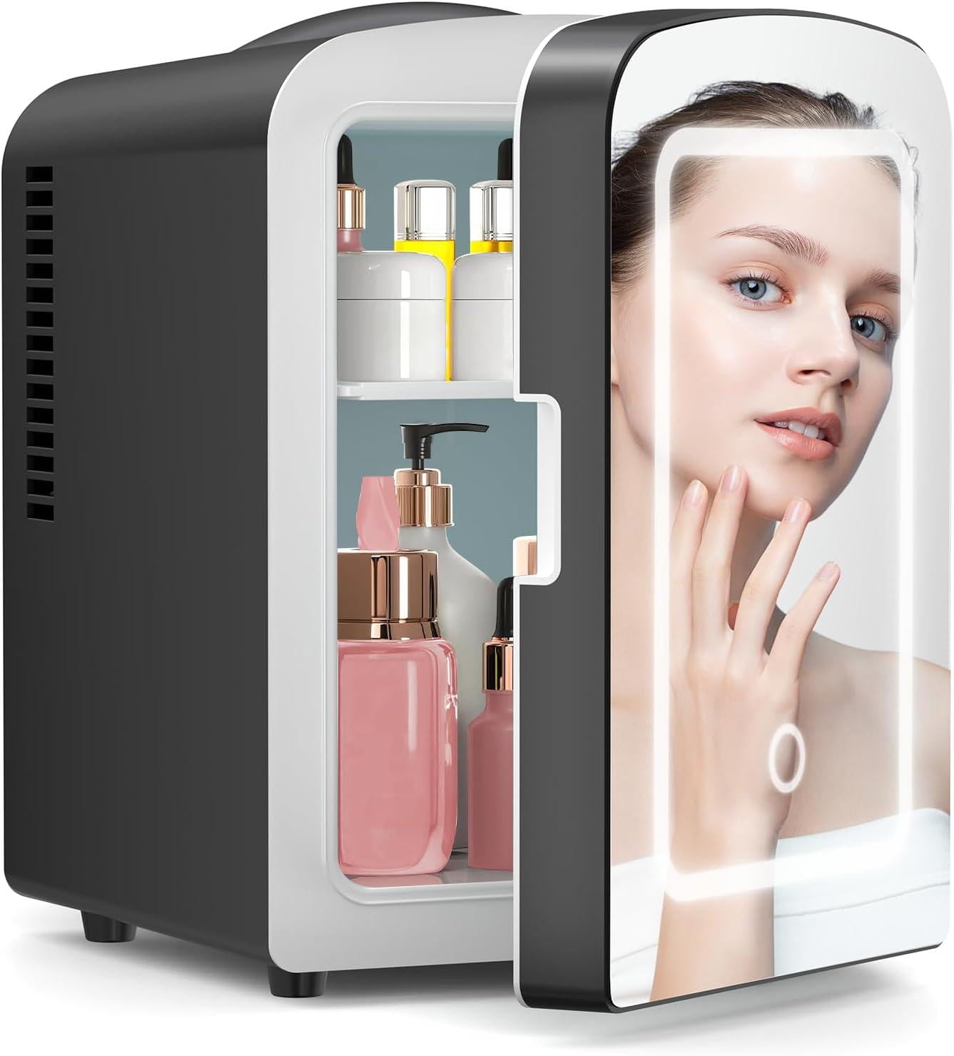 Xbeauty Skincare Mini Fridge With Dimmable LED Mirror, 4L Mini ...
