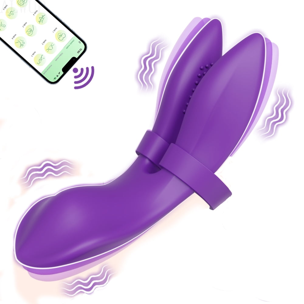 Xbonp 9 Vibration Mode and APP Remote Control Finger Vibrator Sex Toy for Men Women Purple ...