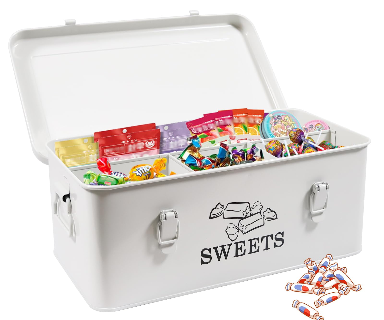 Xbopetda Candy Storage Box, Metal Candy Jar, Snack Box with Safty Lock ...