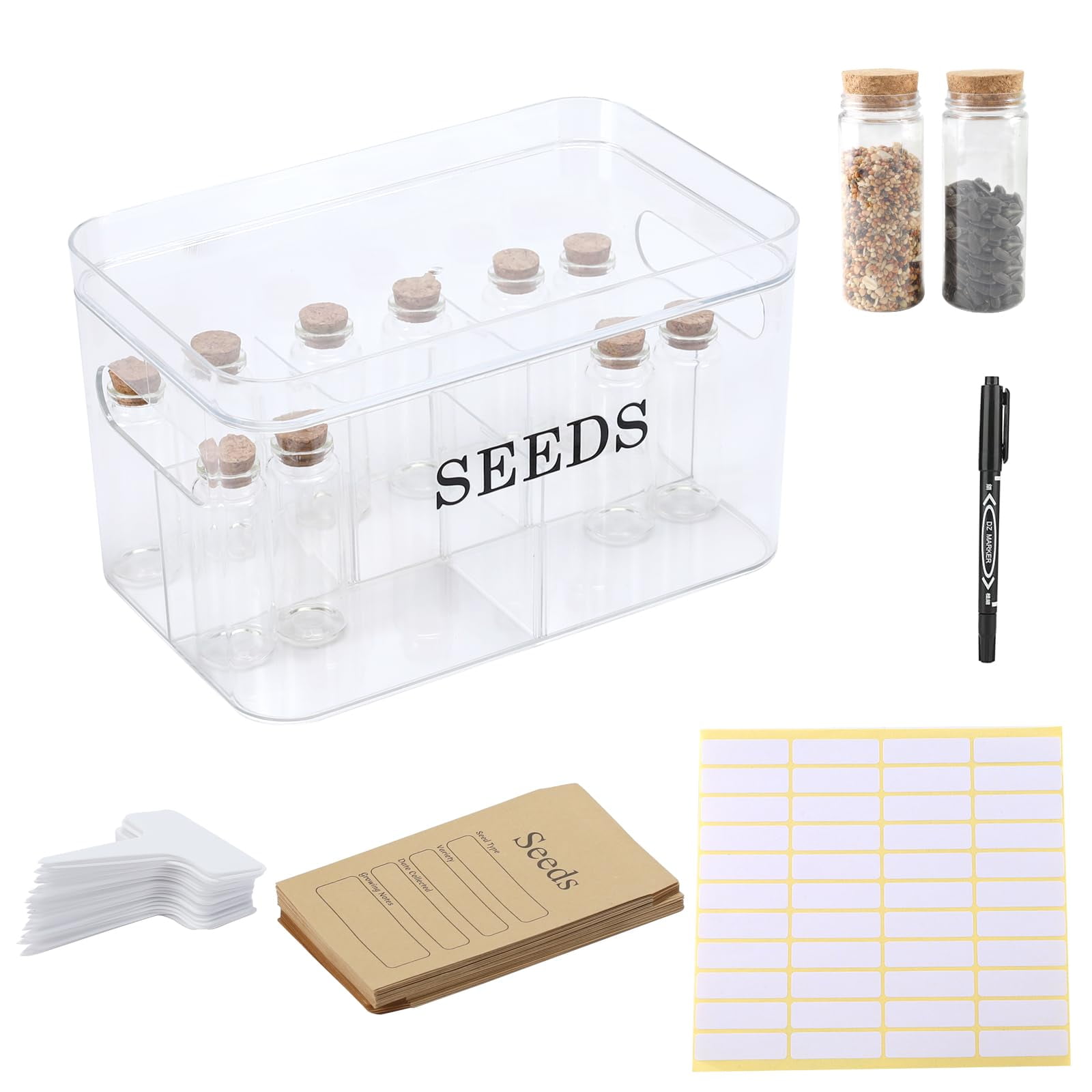 Xbopetda Seed Storage Box, Acrylic Seed AIS1 Box with Garden Seed Bin ...