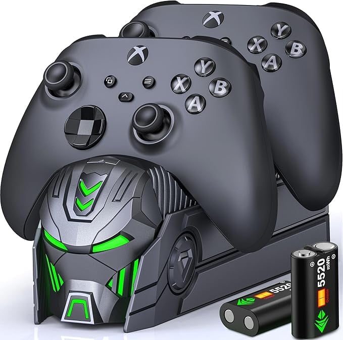 Xbox Controller Charger Station with 2x5520mWh Rechargeable Battery for ...