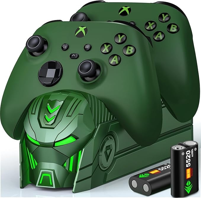 Xbox Controller Charger Station with 2x5520mWh Rechargeable Battery for ...