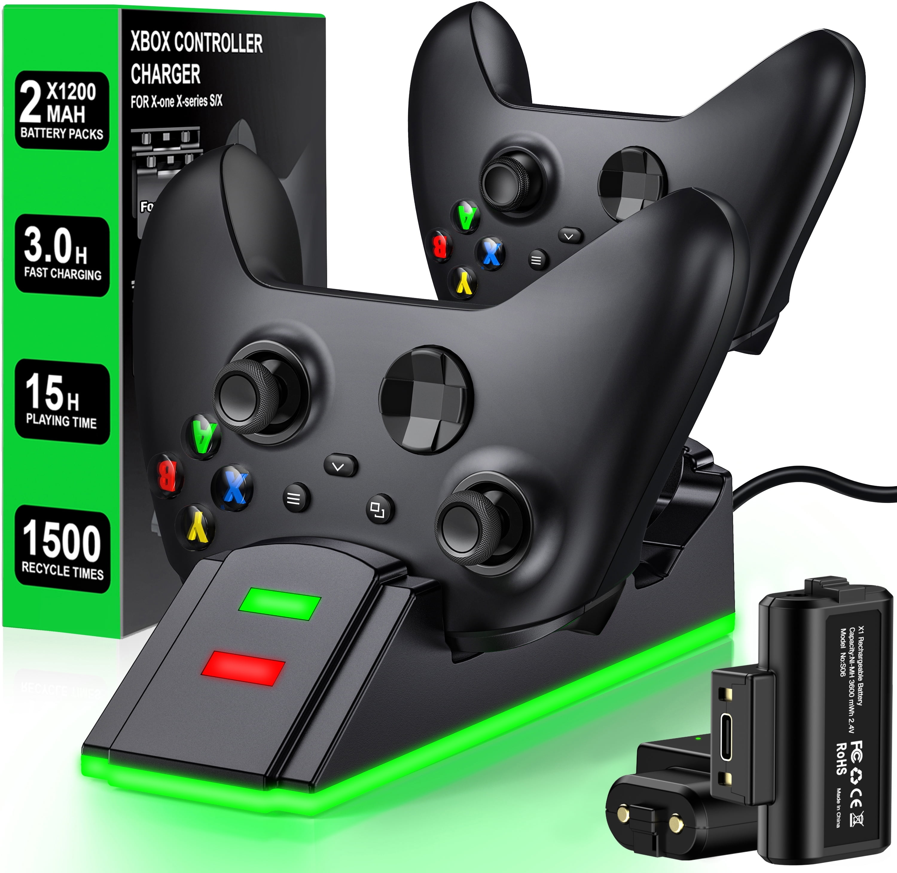 Xbox Controller Charger with 2 x 4320mWh Rechargeable Batteries,Xbox ...