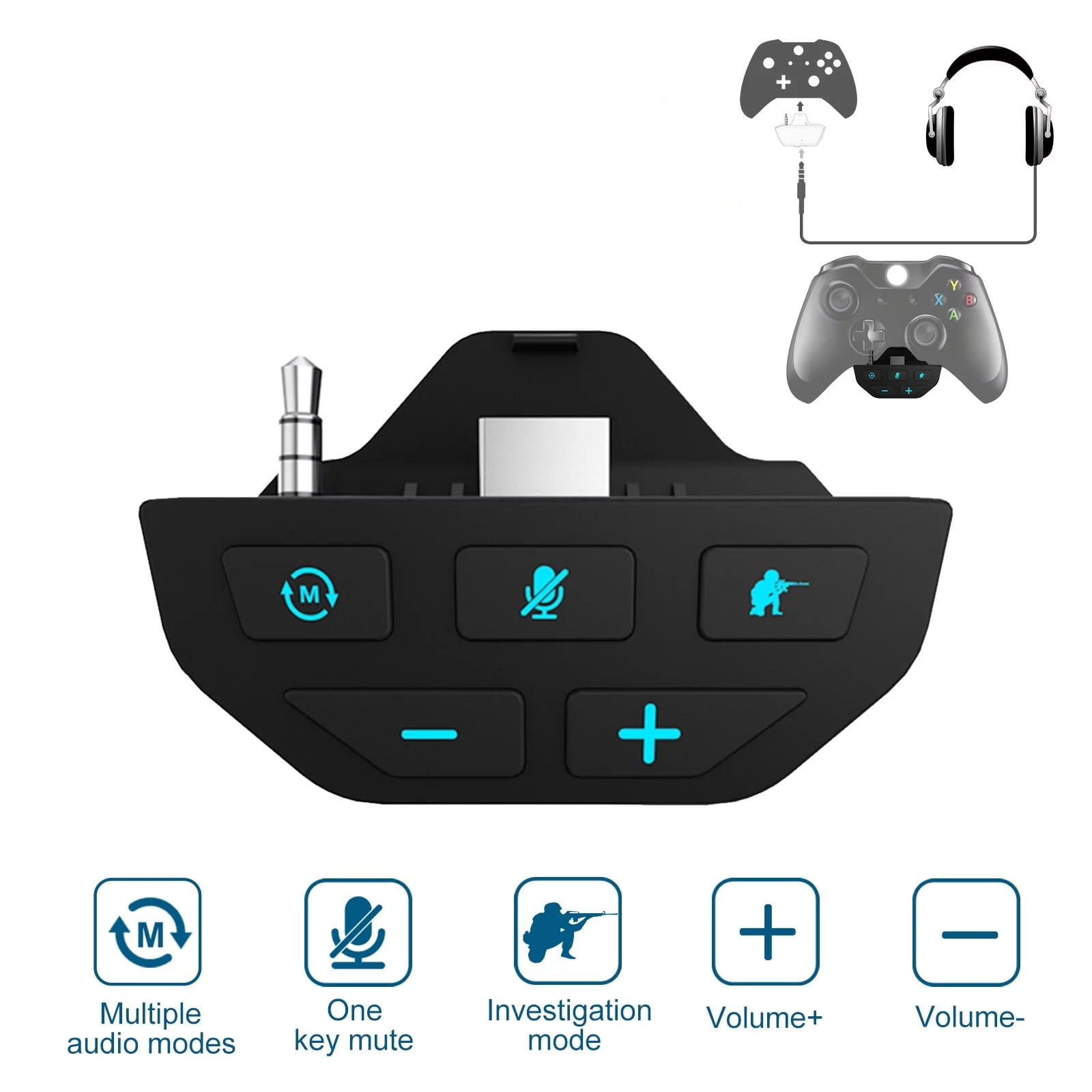 Xbox Headset Adapter, 3.5 mm Stereo Audio Jack Sound Enhancer, Adjust ...