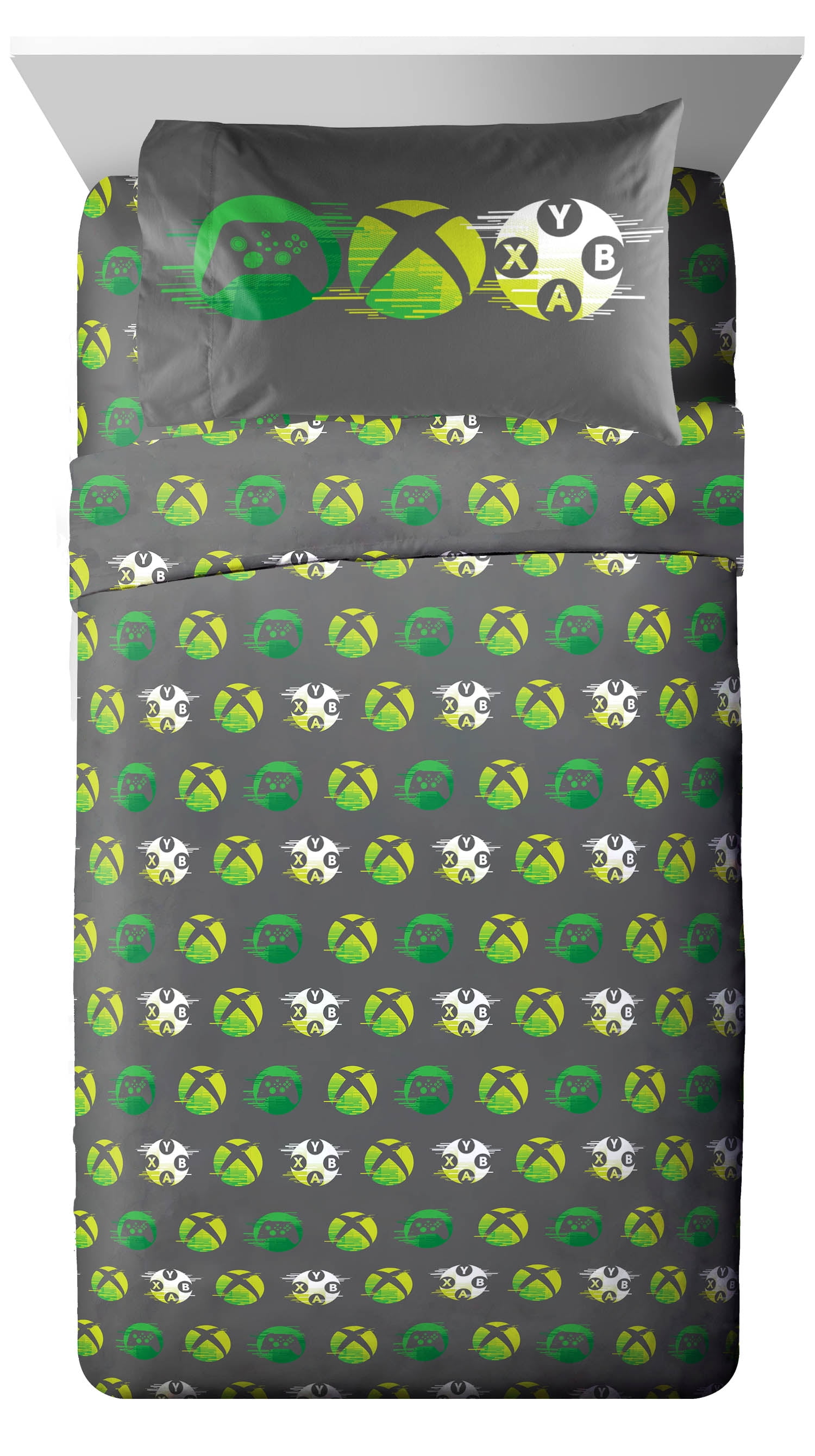Xbox Kids 4-Piece Full Sheet Set, Microfiber, Black, Microsoft ...
