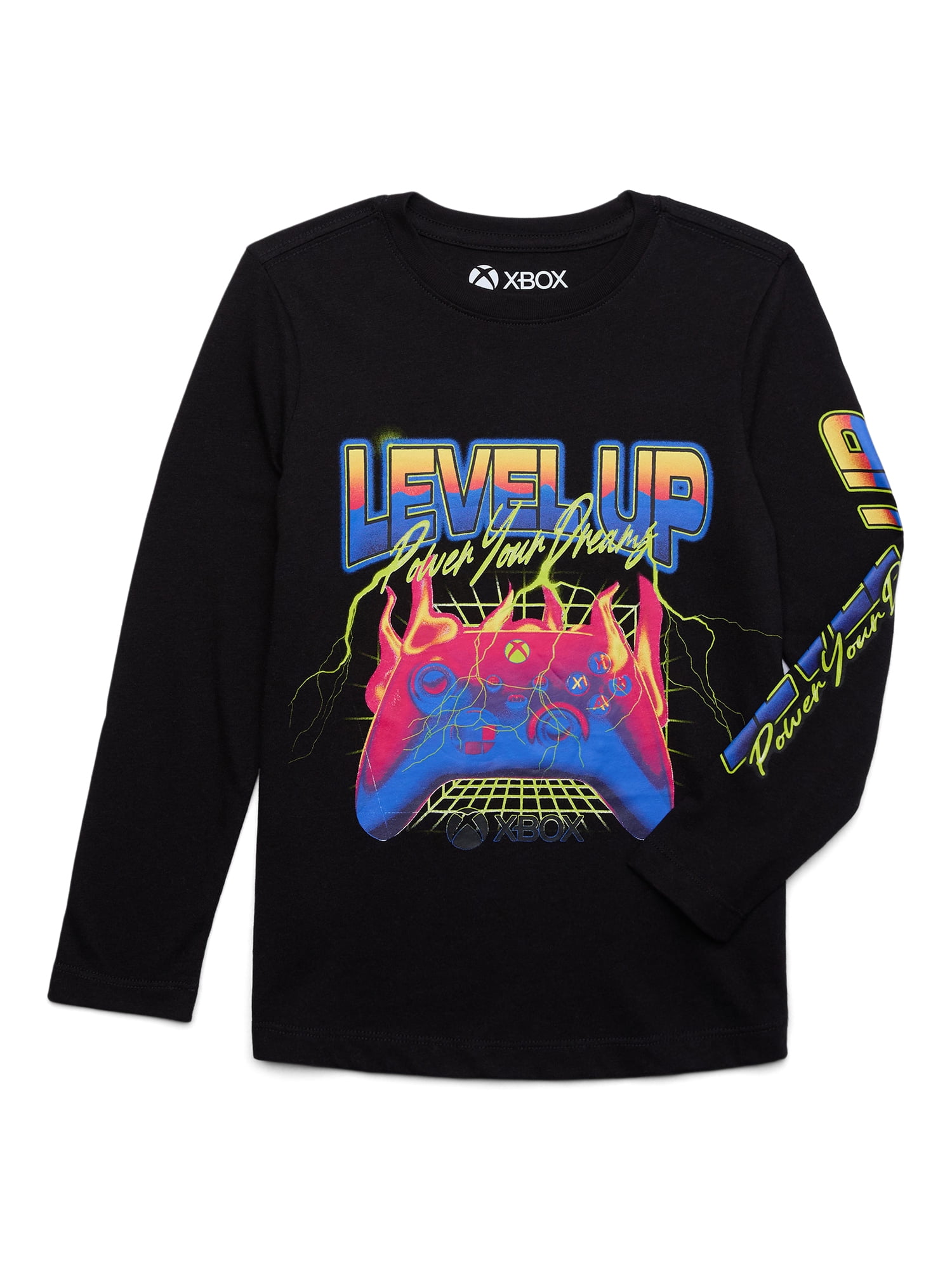 Xbox Boys Level Up Graphic Crewneck Tee with Long Sleeves, Sizes XS-2X ...