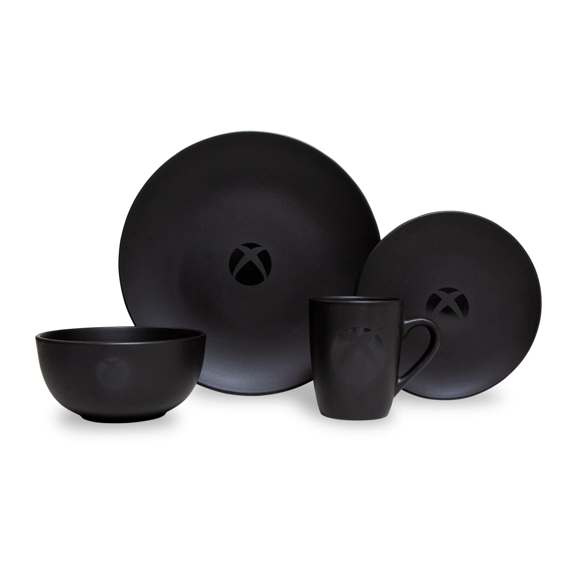 Walmart Xbox Logo Matte Black Ceramic Dinnerware Set - 8-Piece Dish ...