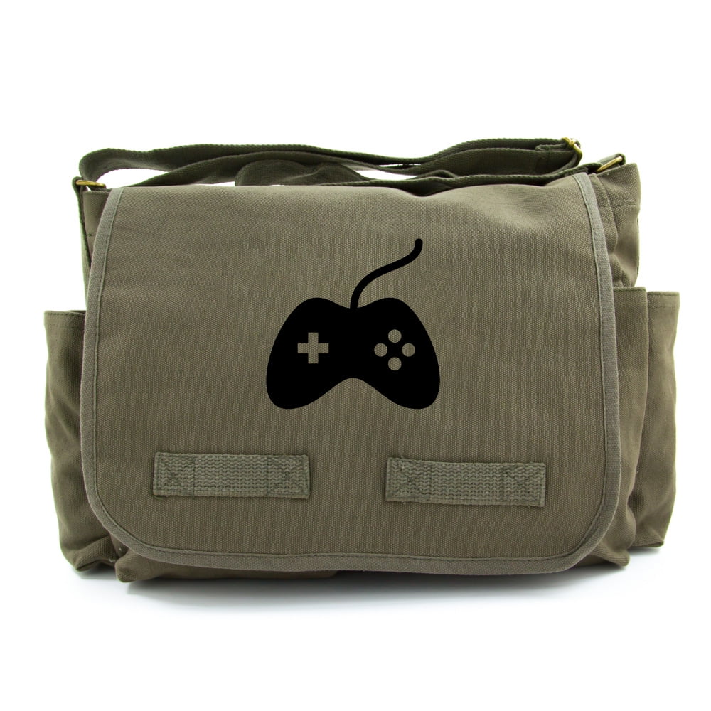 Xbox One Controller Heavyweight Canvas Messenger Shoulder Bag in Olive ...