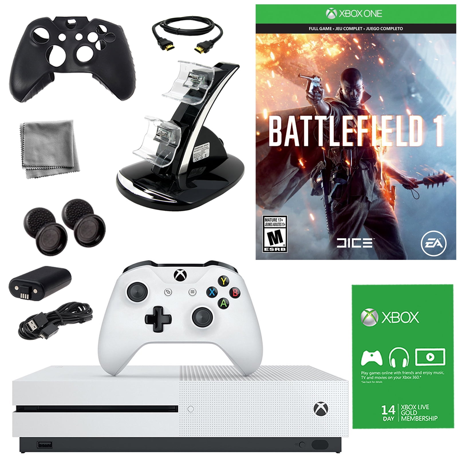 Xbox One S 500GB Battlefield 1 Bundle With 8-in-1 Kit - Walmart.com