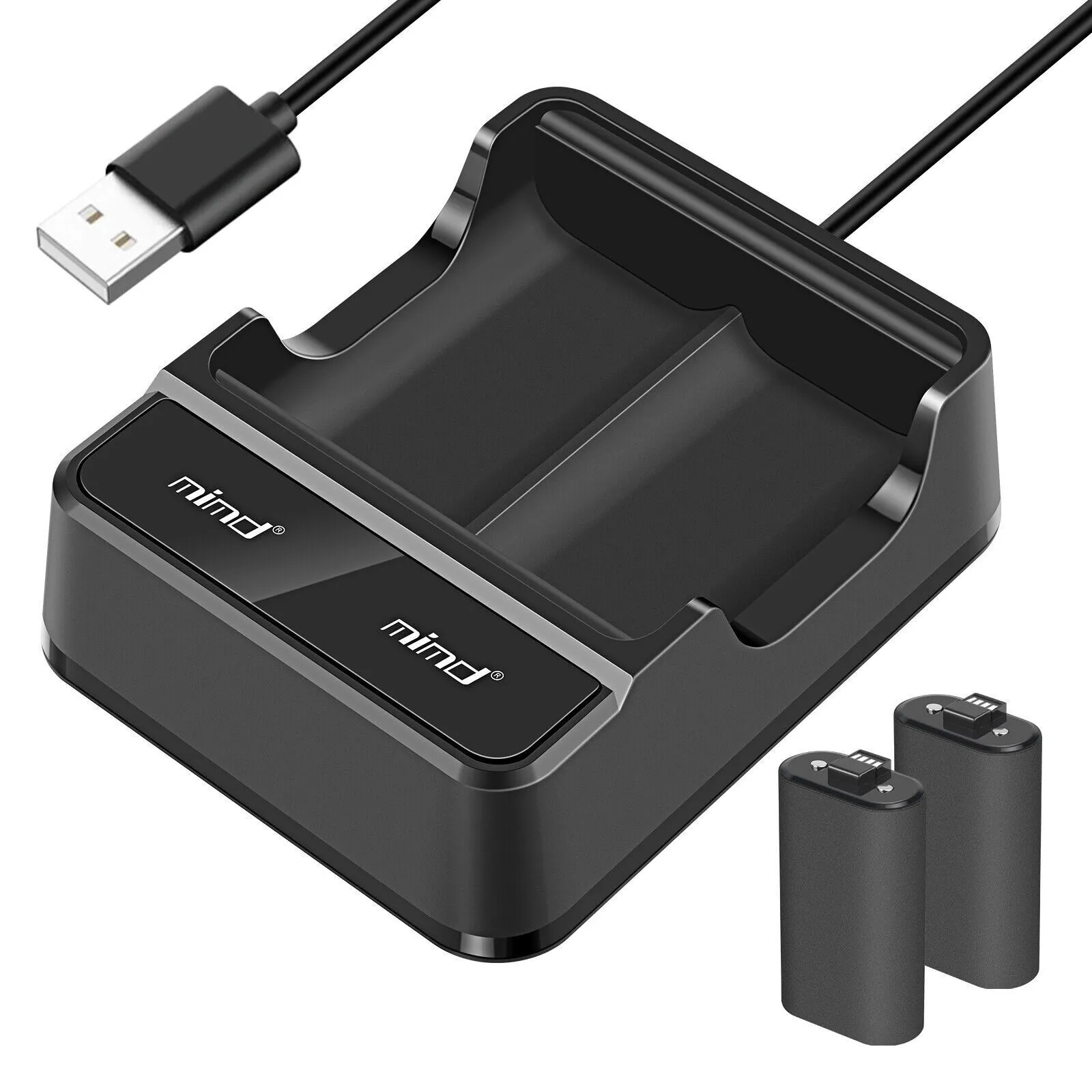 Xbox One S X Controller Play Charging Charger Cable 2x Rechargeable ...