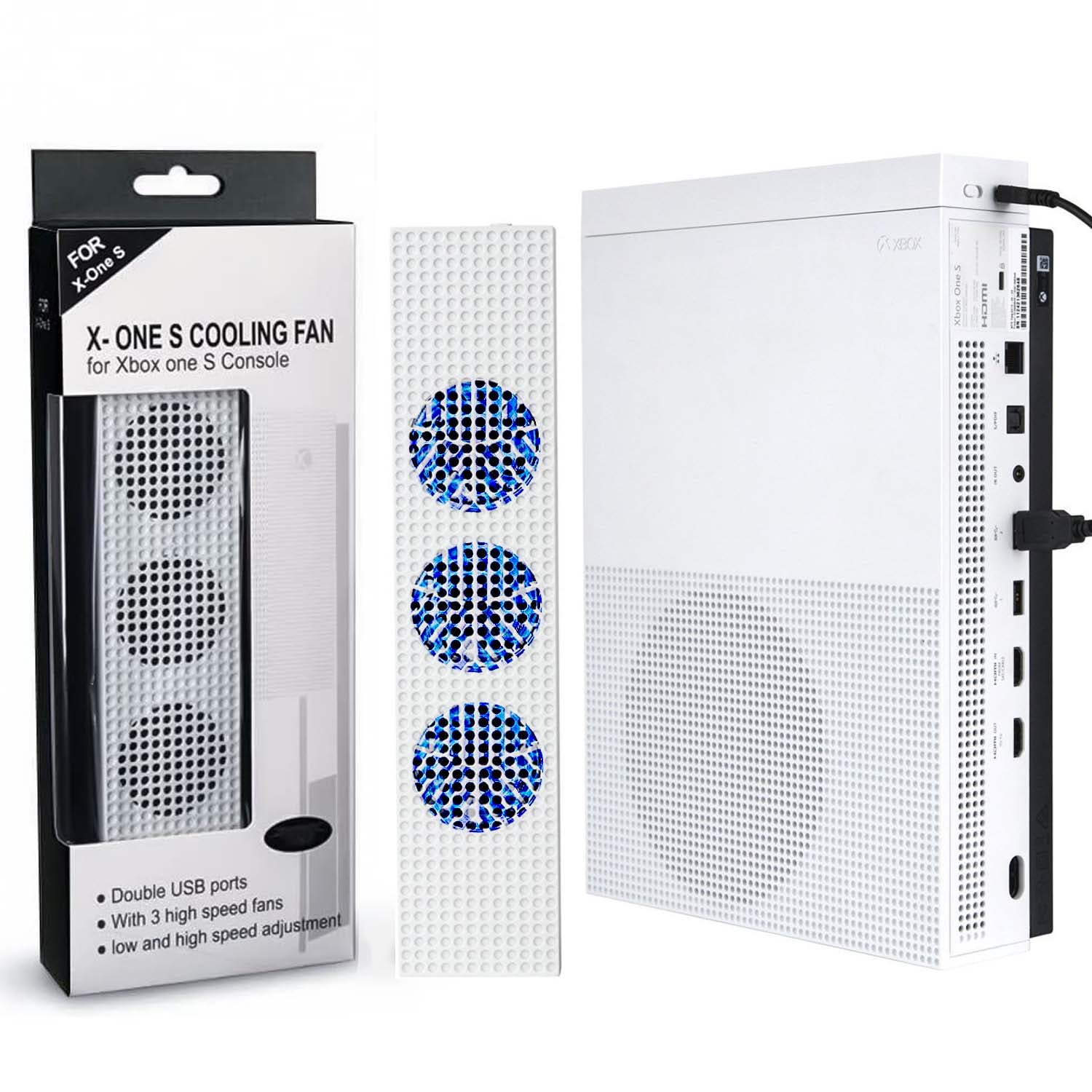Xbox One Slim Cooling Fan, Built-in Adjustable USB Cooler Dock with 3 ...