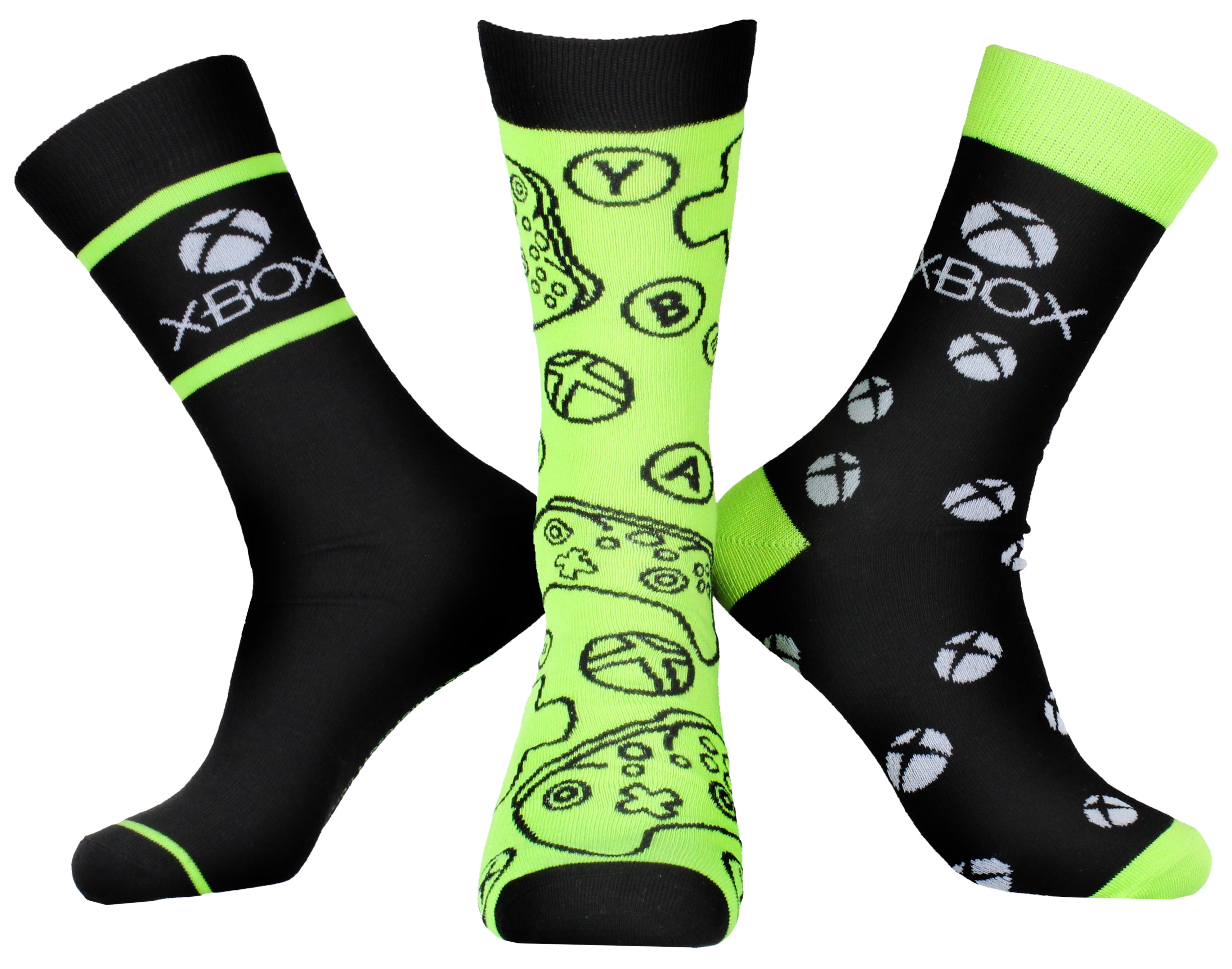 Xbox Men's Gamer Socks, 3 Pack Crew with Video Game Logo and Controller ...
