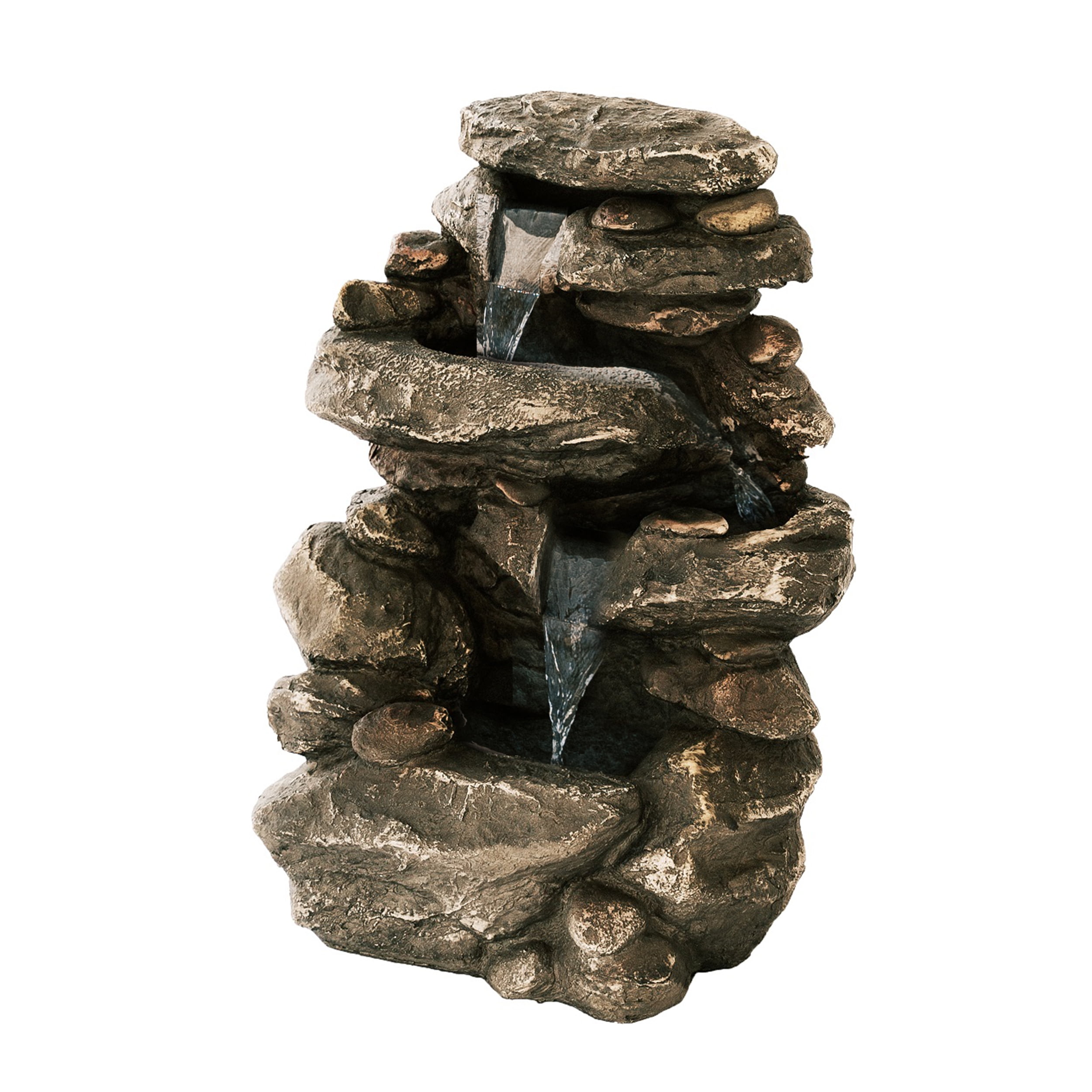 Xbrand 26.4"H Polystone/Stone Powder Classic Stacked Rock Waterfall ...