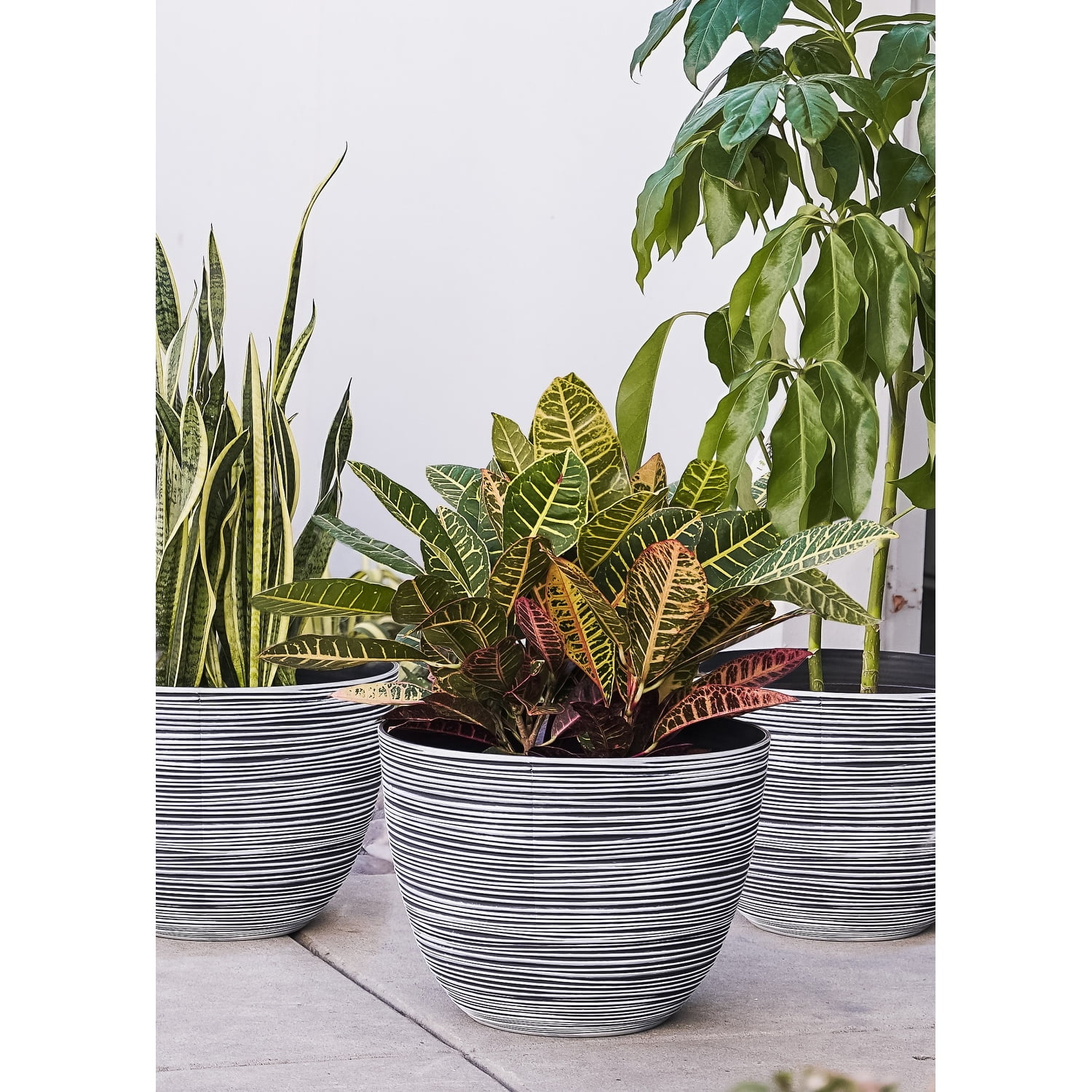 Xbrand Modern Nested Round Textured Pot Planter, Set of 3, 12 Inch Tall ...